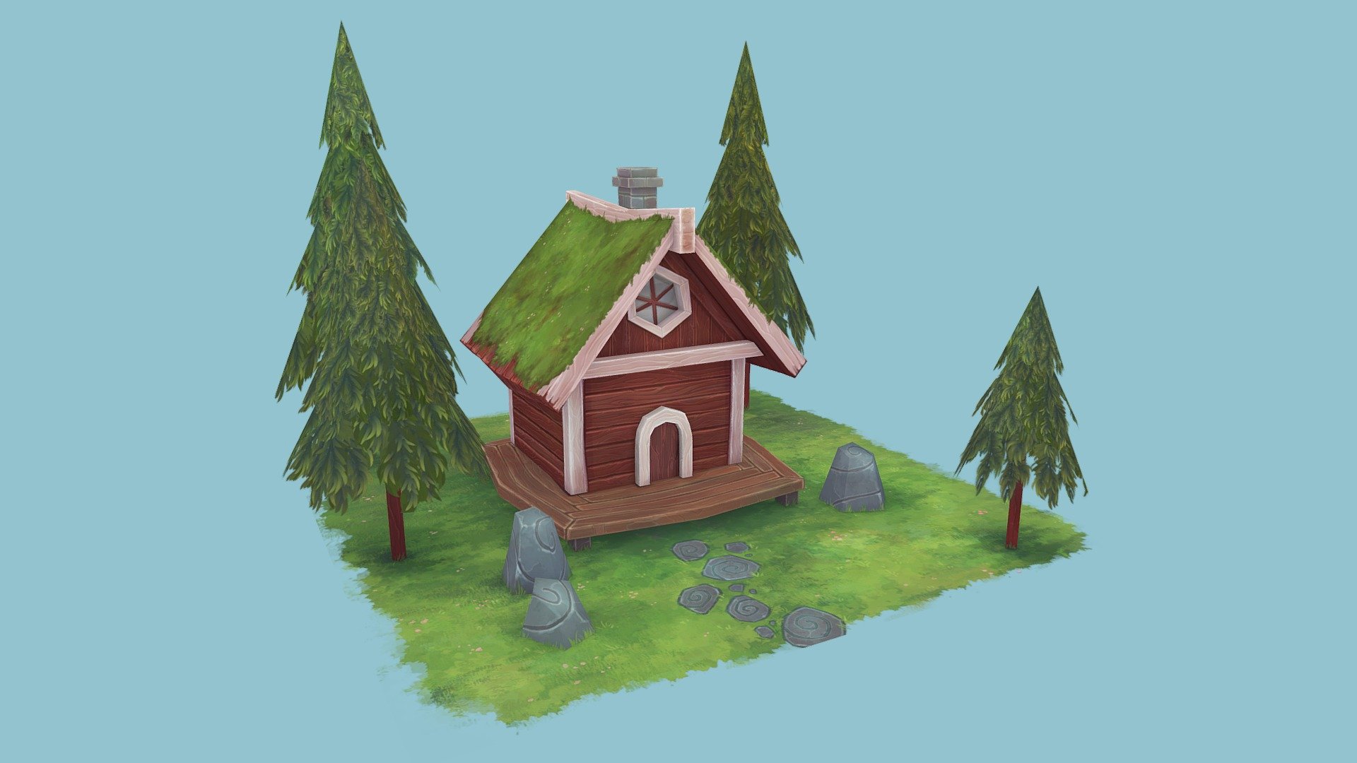 Summer Cottage - Hand Painted - 3D model by Alexandra Quinby (@amquinby ...