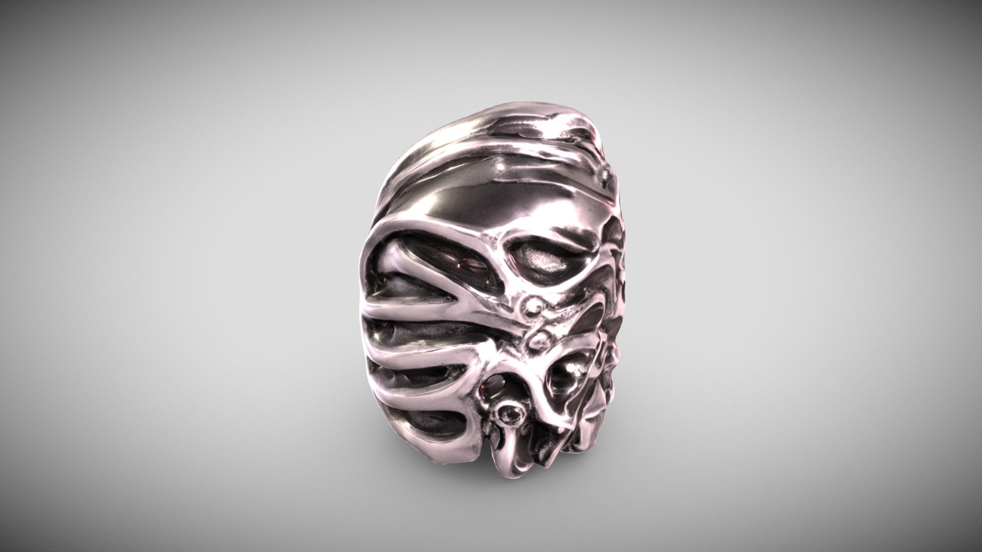 a_highly_detailed_intricate_skull_shaped_ring_th - 3D model by ...