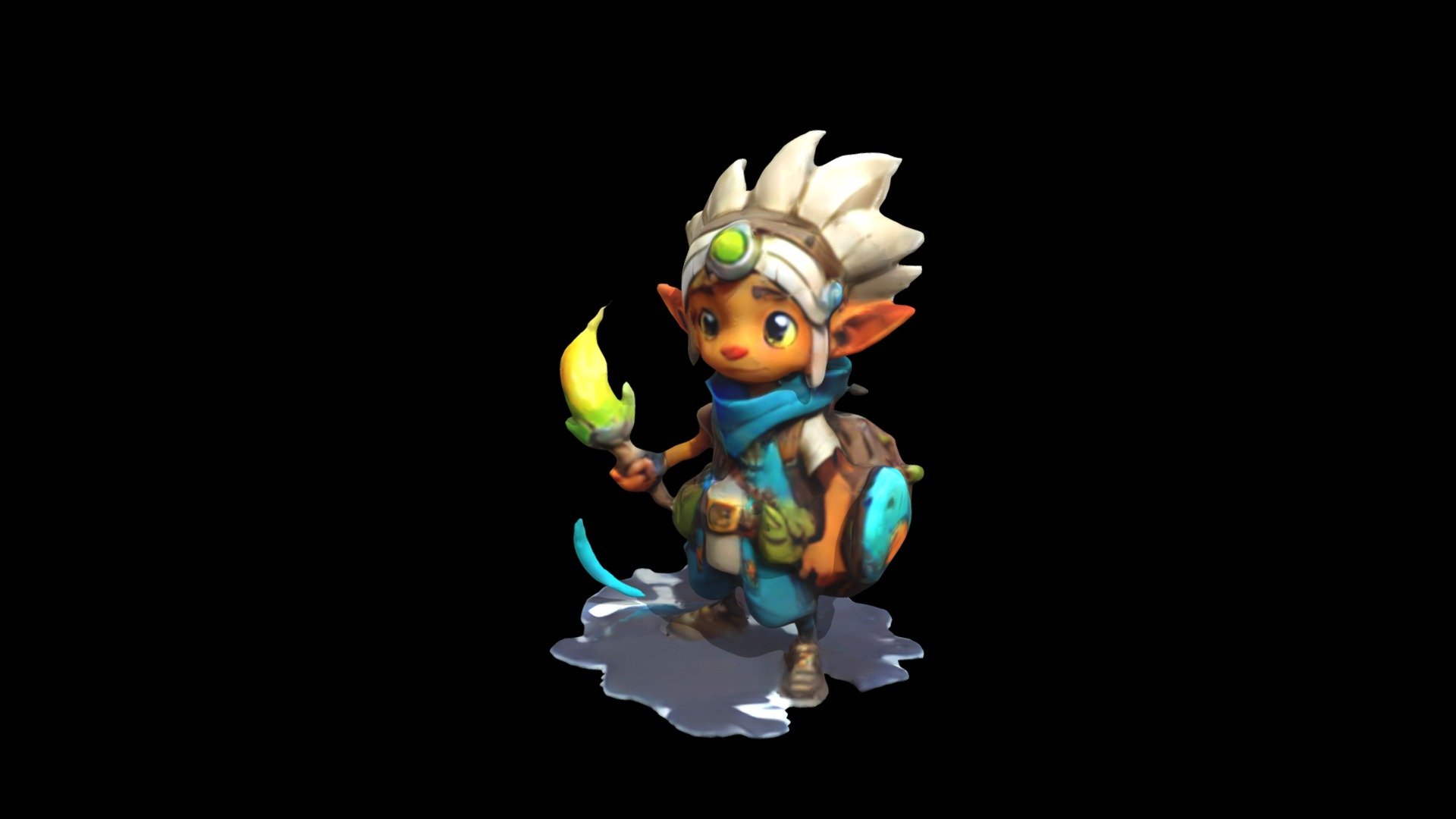 a cartoon character is holding a torch and a - Download Free 3D model ...