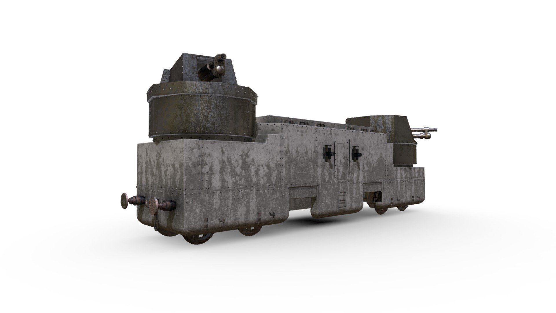 Soviet armoured train wagon with guns - Download Free 3D model by Nadir ...