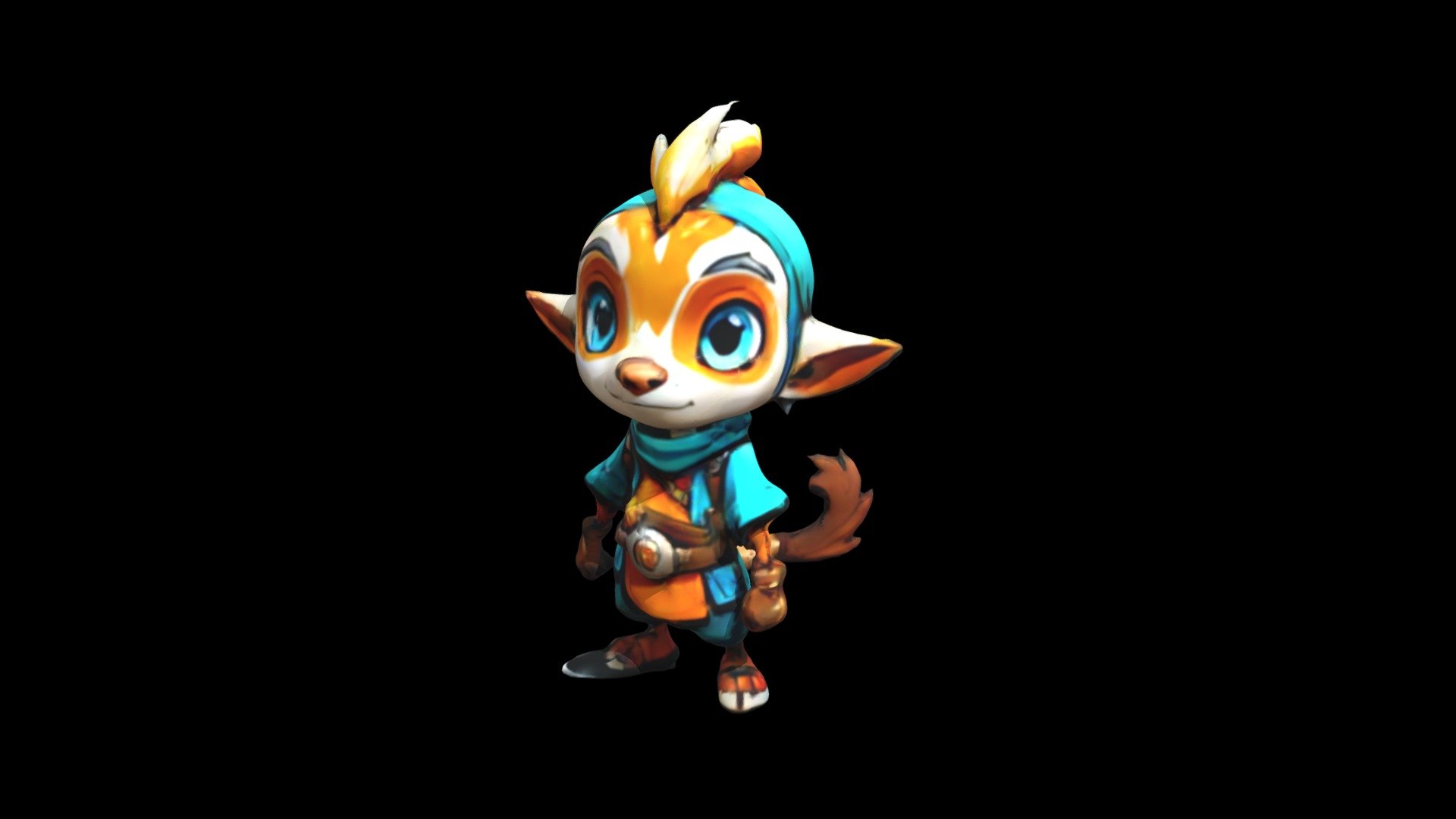 a cartoon character with a blue scarf around - Download Free 3D model ...