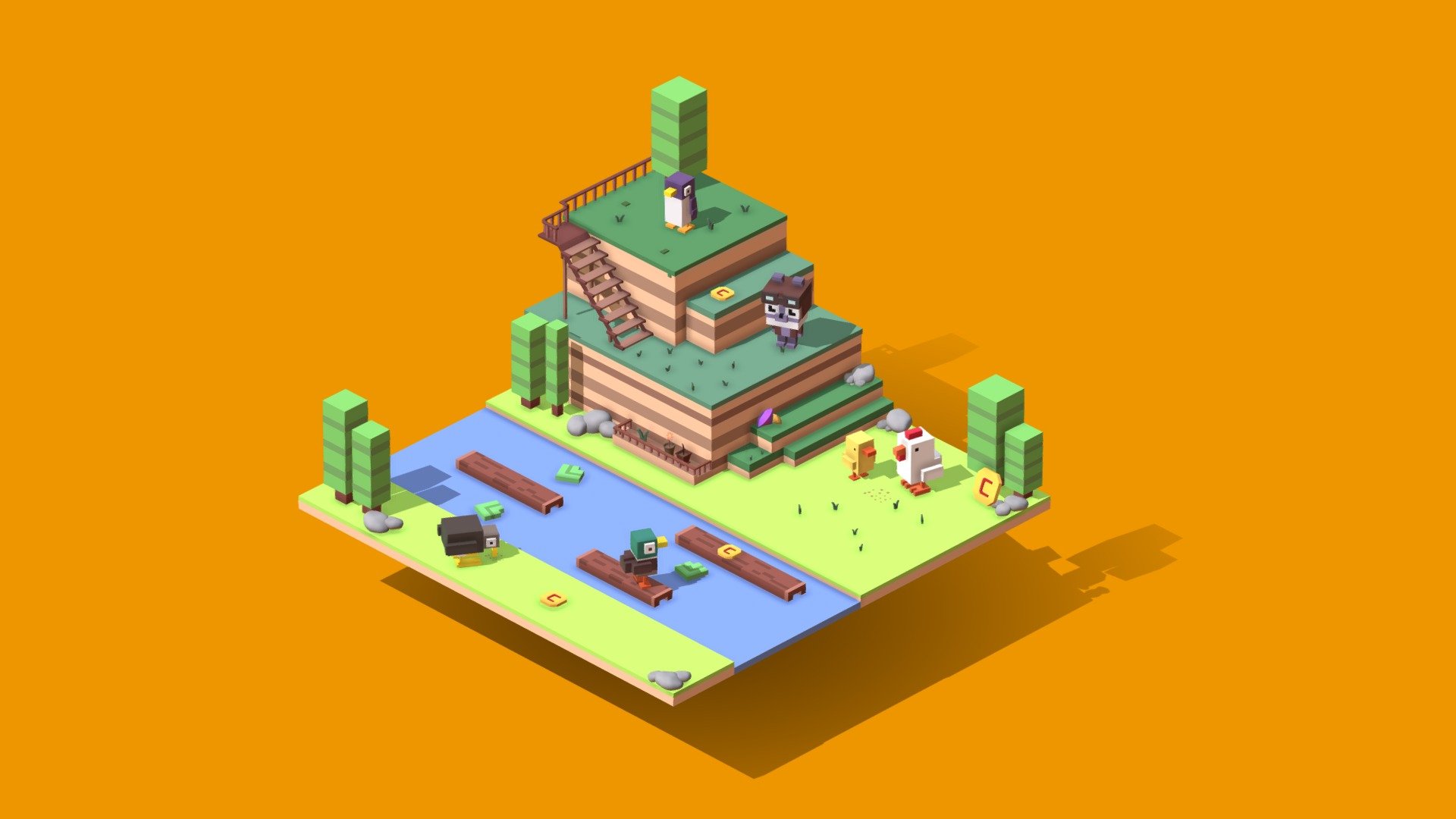 Isometric Crossy Road - 3D model by GAM-DES [baf16ff] - Sketchfab