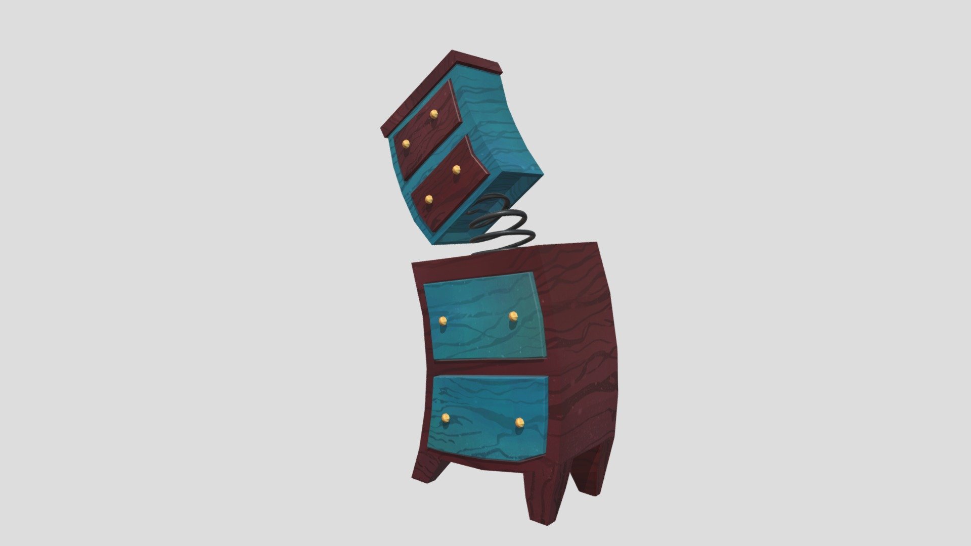 Spring-loaded cartoon drawers (textured) - Download Free 3D model by ...