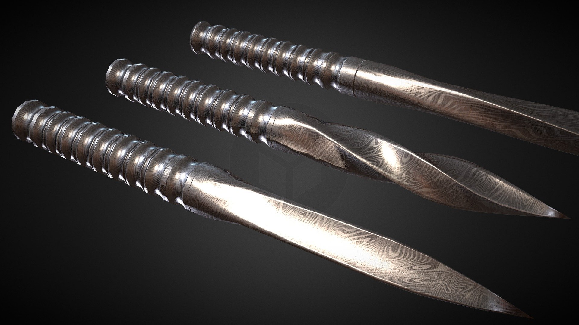 Damascus Piercing Dagger - Buy Royalty Free 3D model by Armored ...