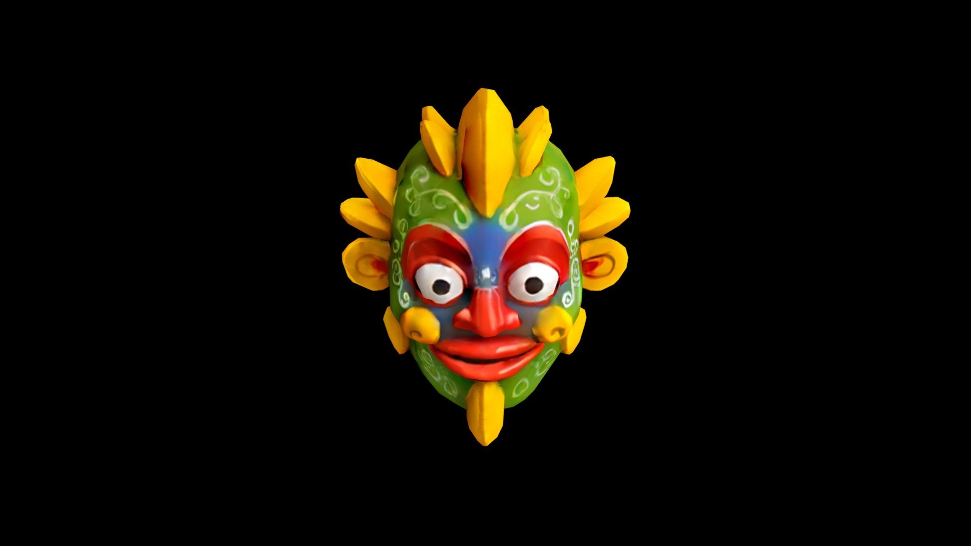A colorful mask with green, red, yellow, and blu - Download Free 3D ...