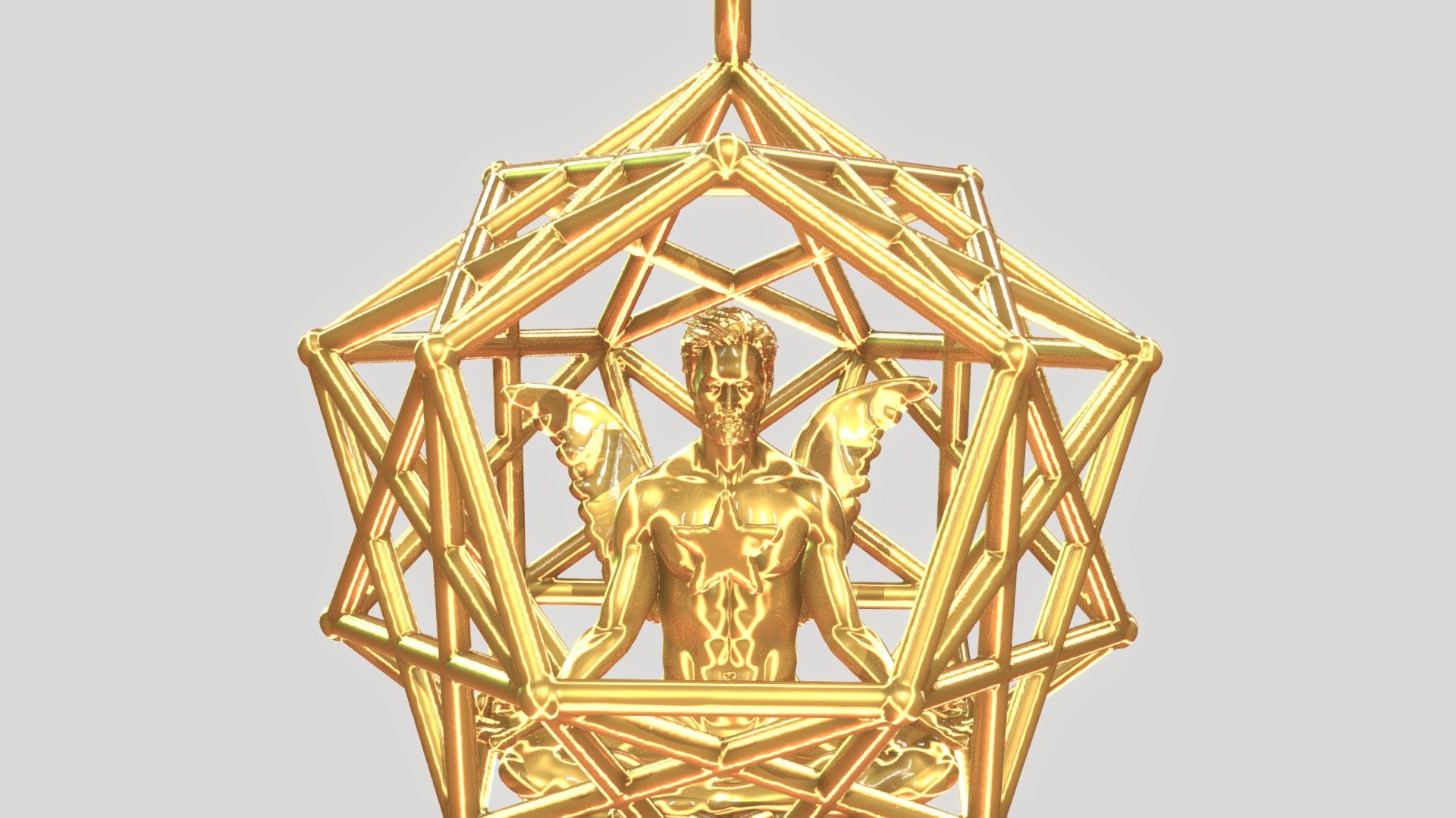 Male angel starship 40mm gold plated brass - 3D model by ...