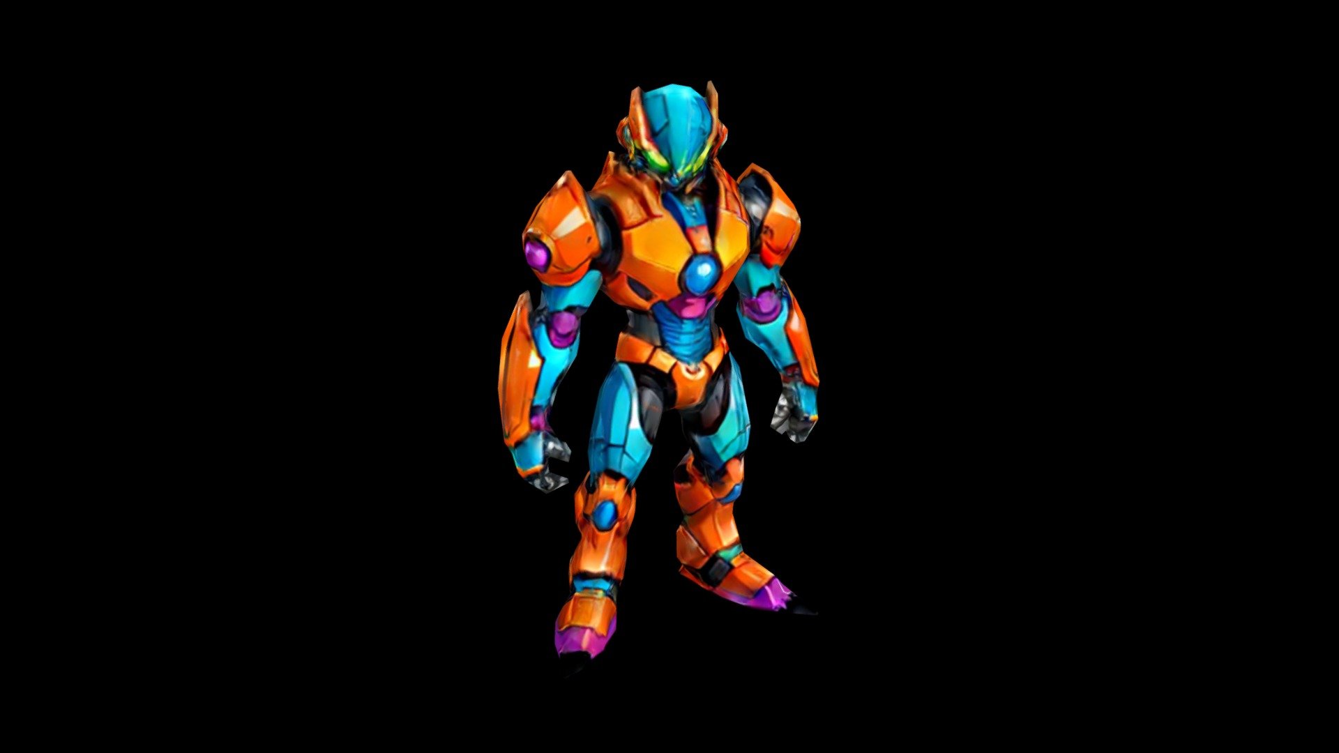 An orange and blue robot with intricate details - Download Free 3D ...
