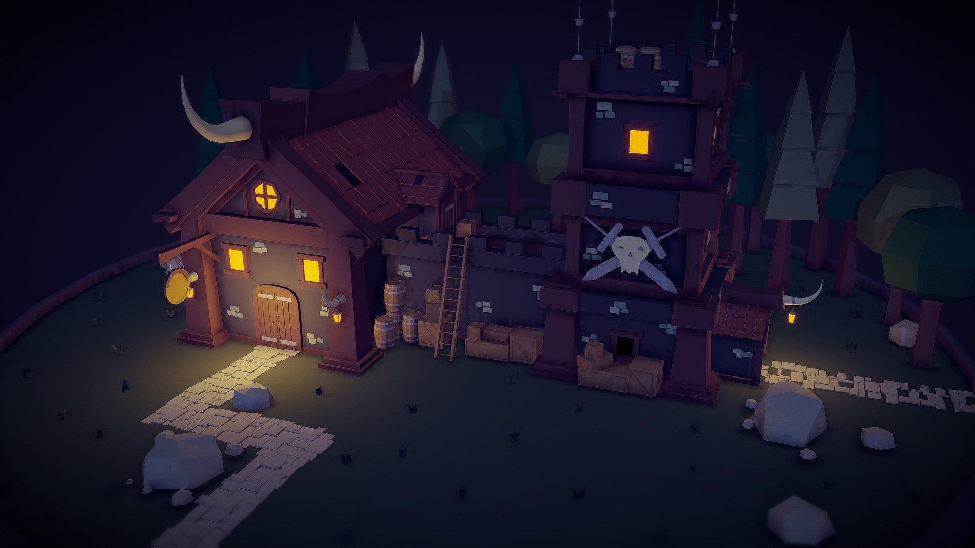Night Fort - 3D model by Francisco Laprea (@lapaga) [bb4ed8e] - Sketchfab