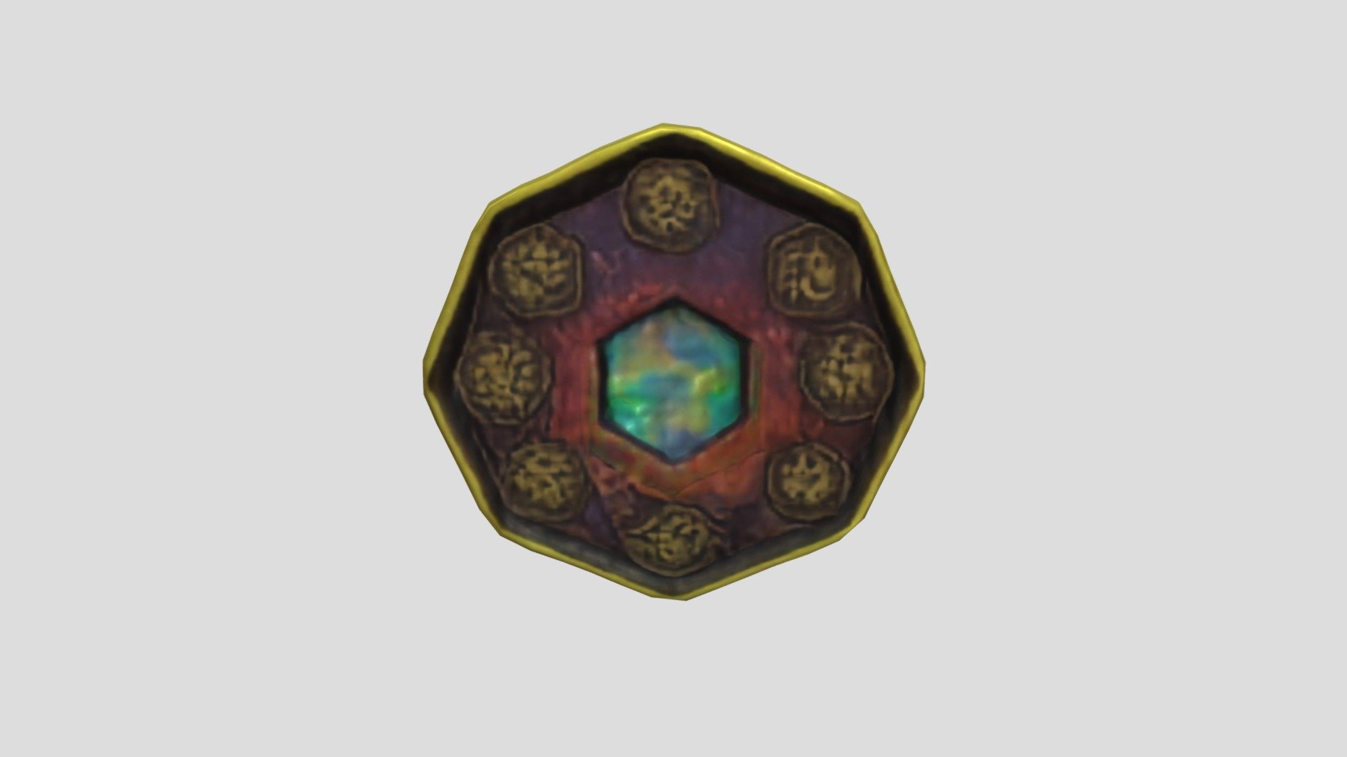 A hexagonal gold coin with opal inset - 3D model by electronshaman ...