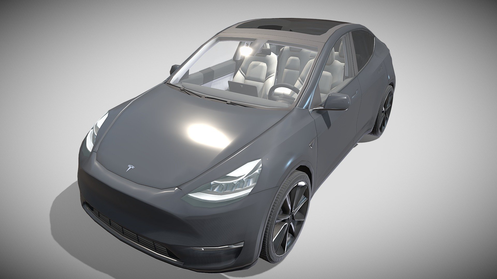 Tesla Model Y Midnight Silver with interior - Buy Royalty Free 3D model ...