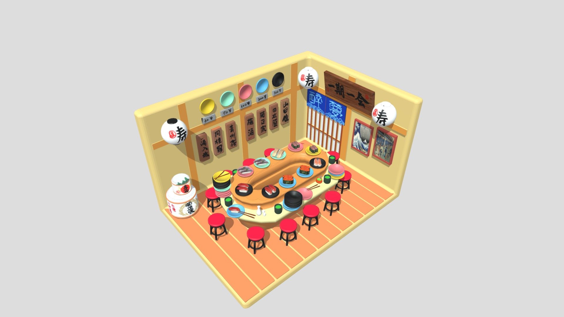 SUSHI BAR - Download Free 3D model by pmivy7579 [bb83b7b] - Sketchfab