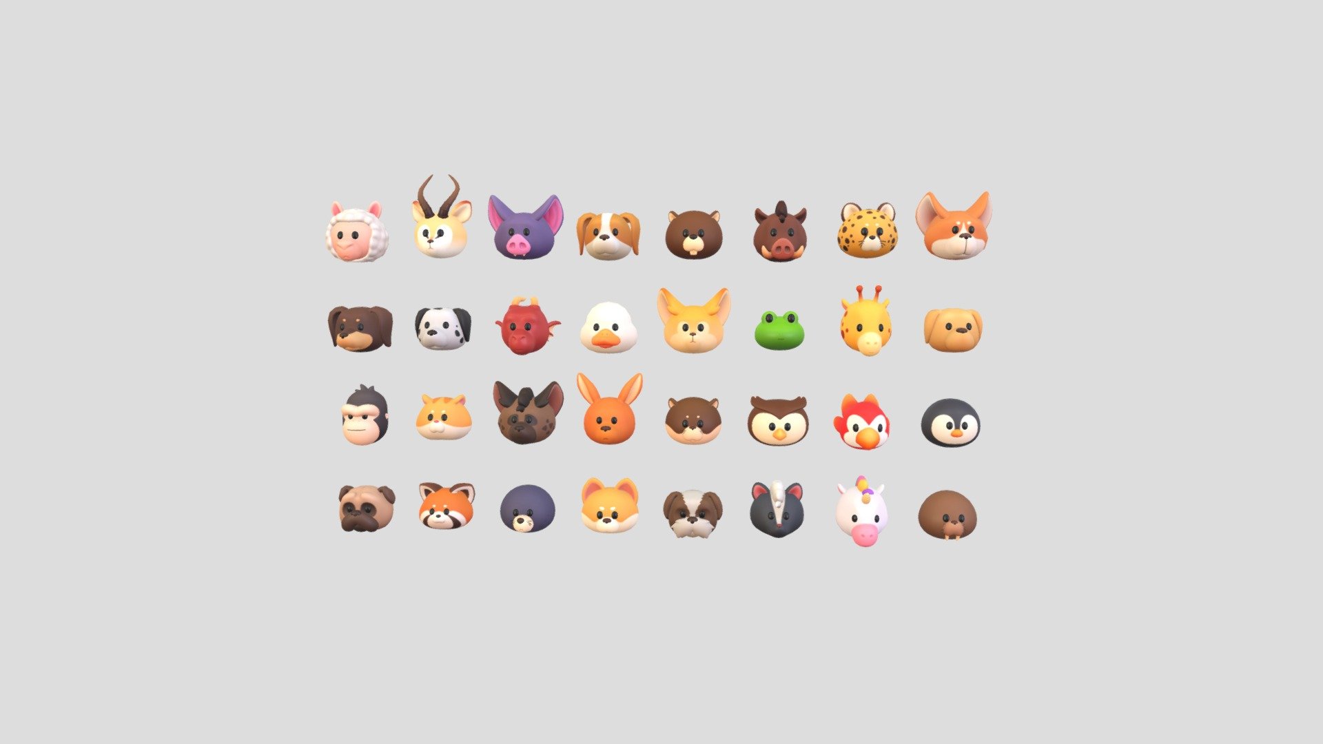 Pack005 Animal Head Pack 2 - Buy Royalty Free 3D model by BaluCG ...