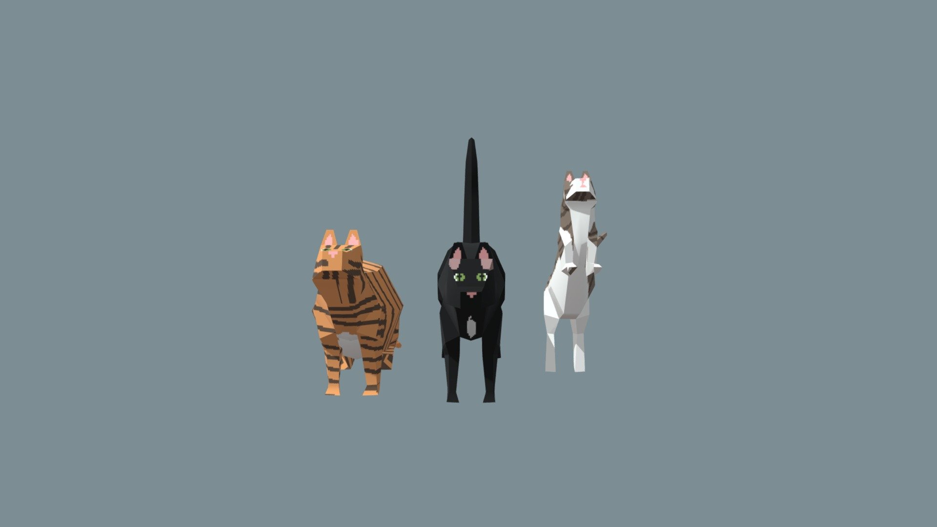Three cats - 3D model by loserdesk [bb85769] - Sketchfab