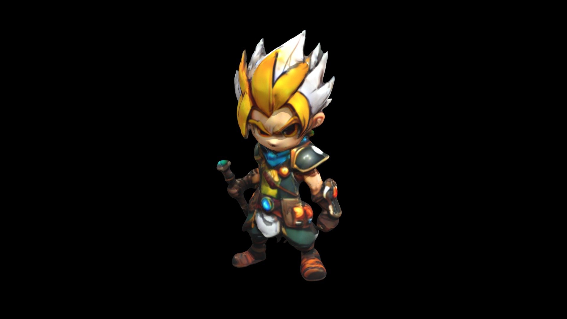 "Cartoon-like graphic of a young warrior with sp - Download Free 3D ...