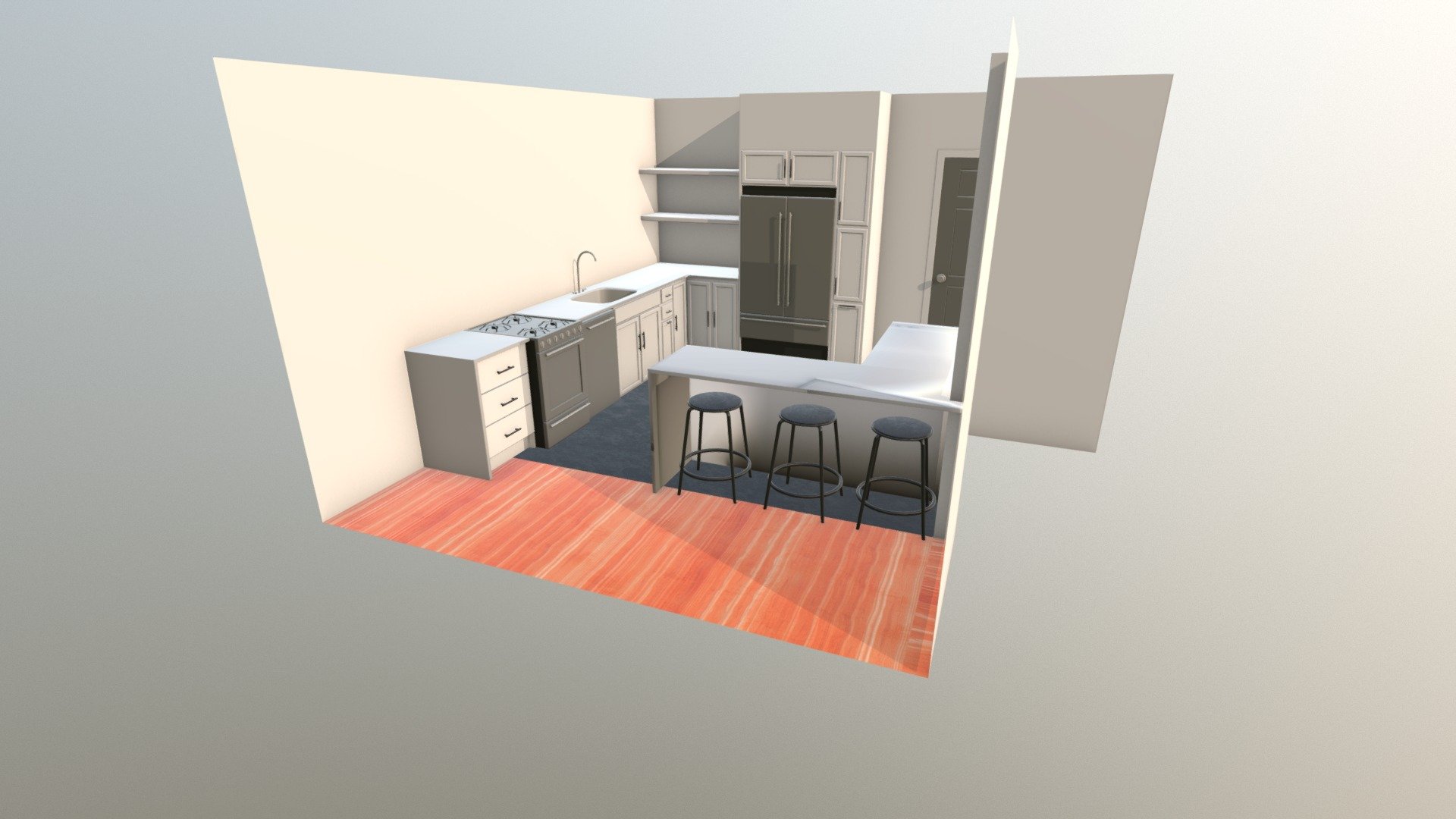 Modern Kitchen - 3D model by kevinhepburn [bb89795] - Sketchfab