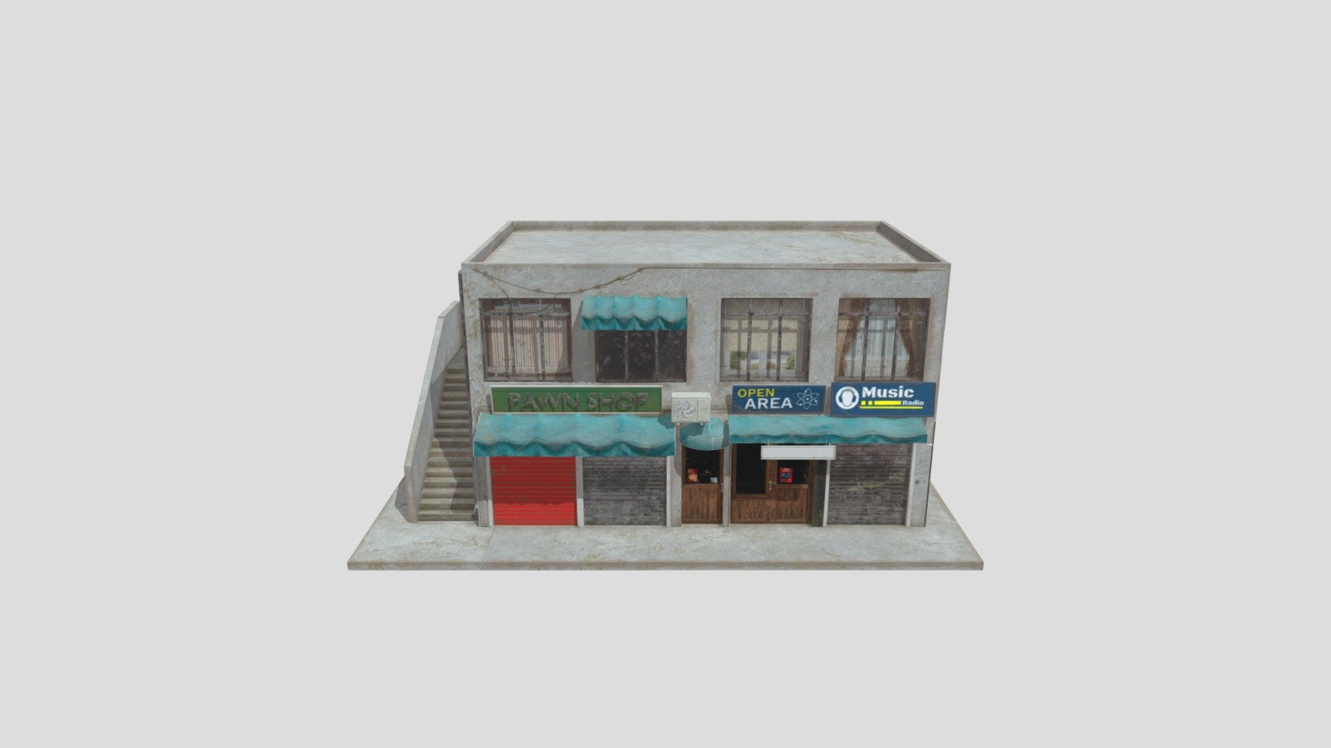 street Building with shops with 4k pbr textures - Buy Royalty Free 3D ...