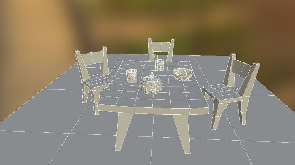 Table And Chairs Sketchfab - 3D model by NoyArt [bbaf7cc] - Sketchfab