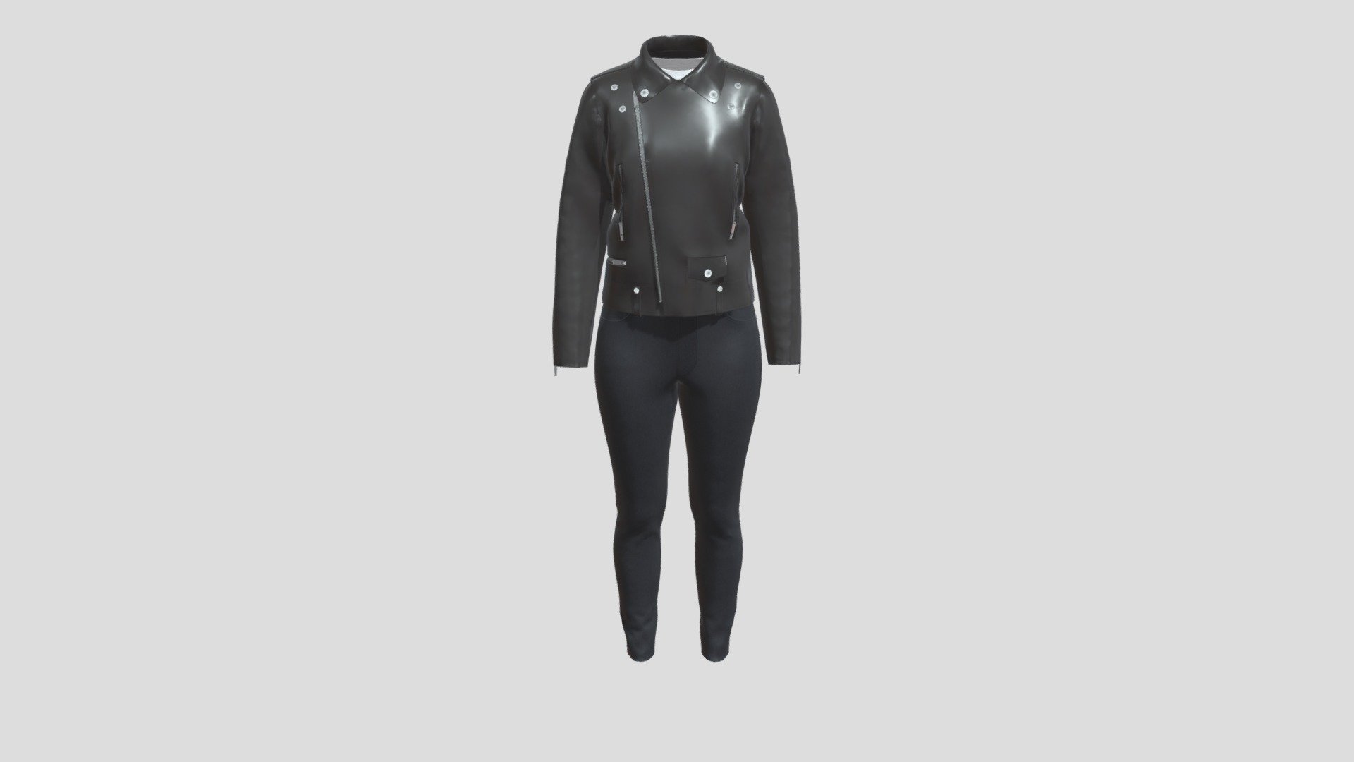 Women Leather Jacket Outfit Close Neck - Buy Royalty Free 3D model by ...