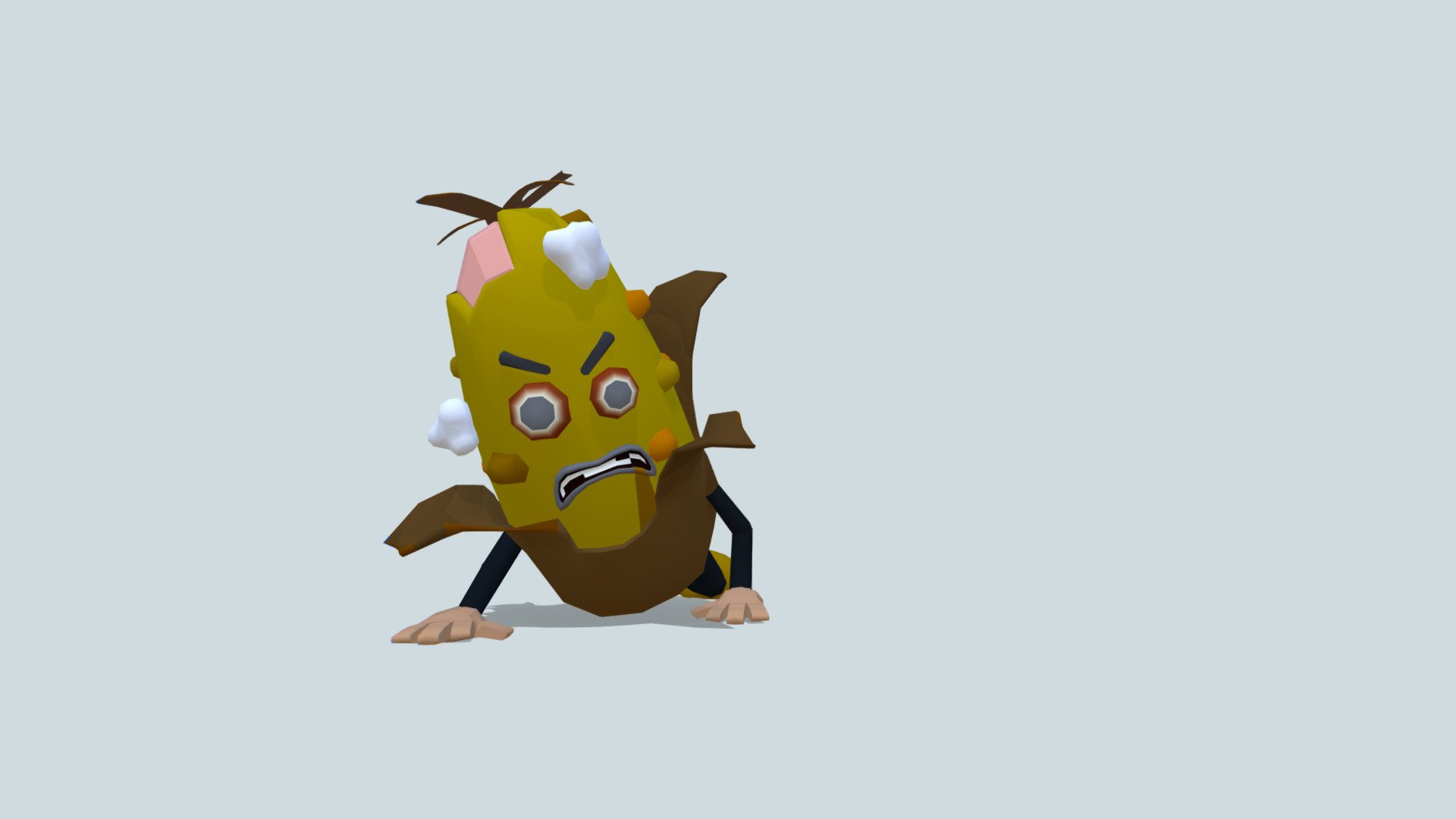 Zombie Corn Character Low-poly - 3D model by Onsekyl [bbe2889] - Sketchfab
