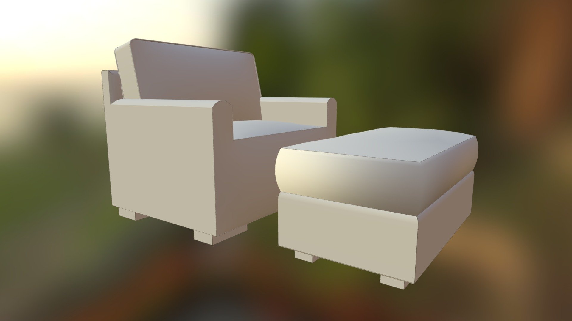 Living Room Chair & Ottoman - 3D model by explore3d [bbe2fa4] - Sketchfab