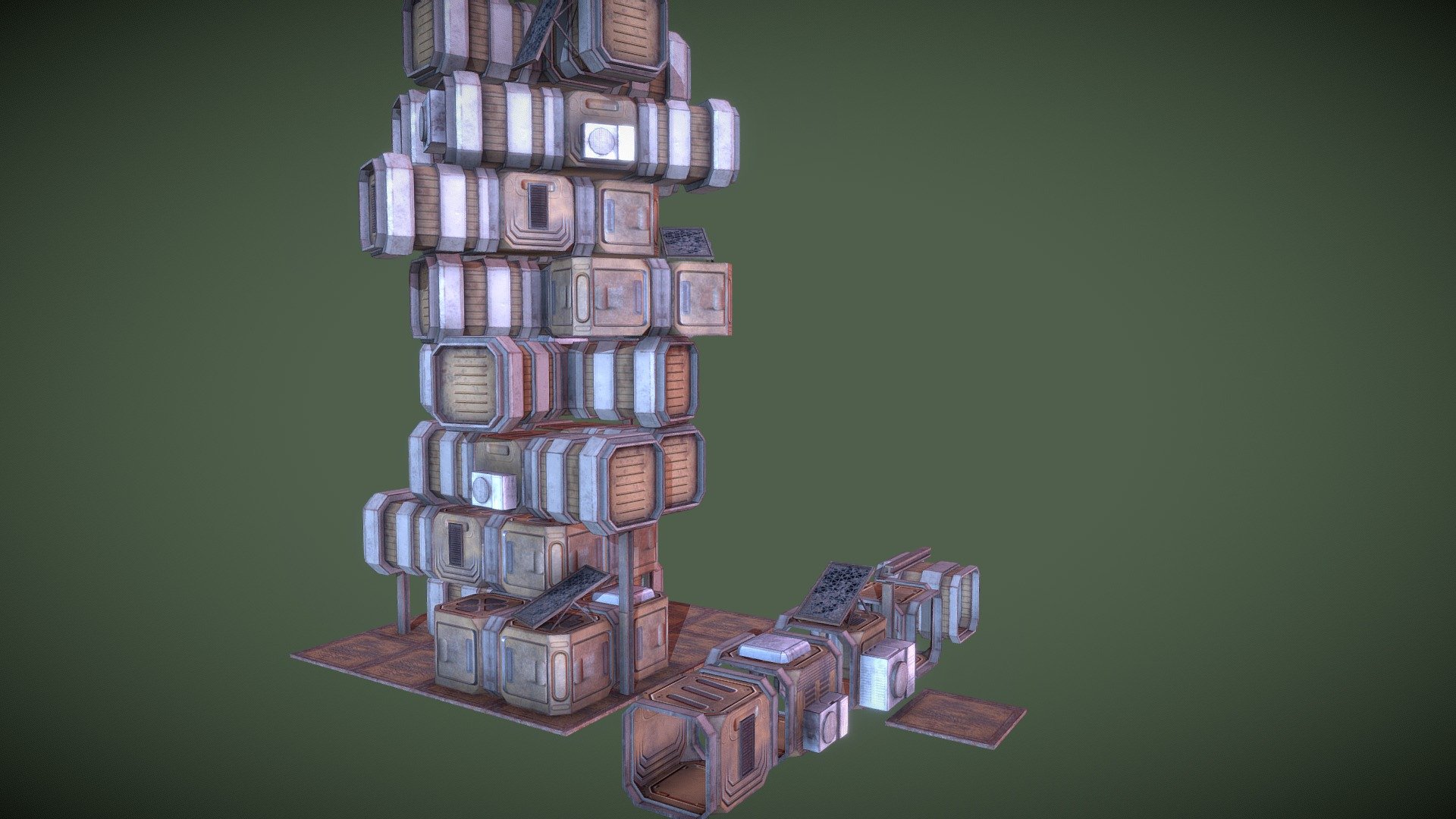 Sci-Fi Industrial Stacks - 3D model by OwenEdwards (@noonesaidwords ...