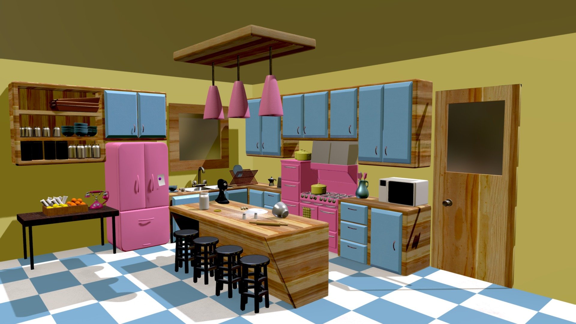 Pastel Kitchen - 3D model by tapasuma_art [bbfc912] - Sketchfab