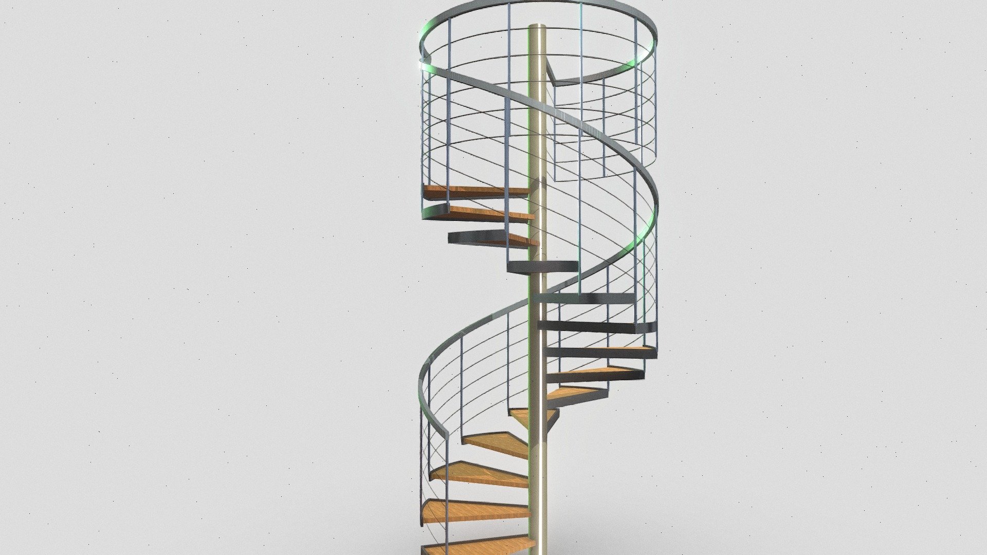 Spiral Stairs Cable Railing - Download Free 3D model by HYYH [bc06dab] - Sketchfab