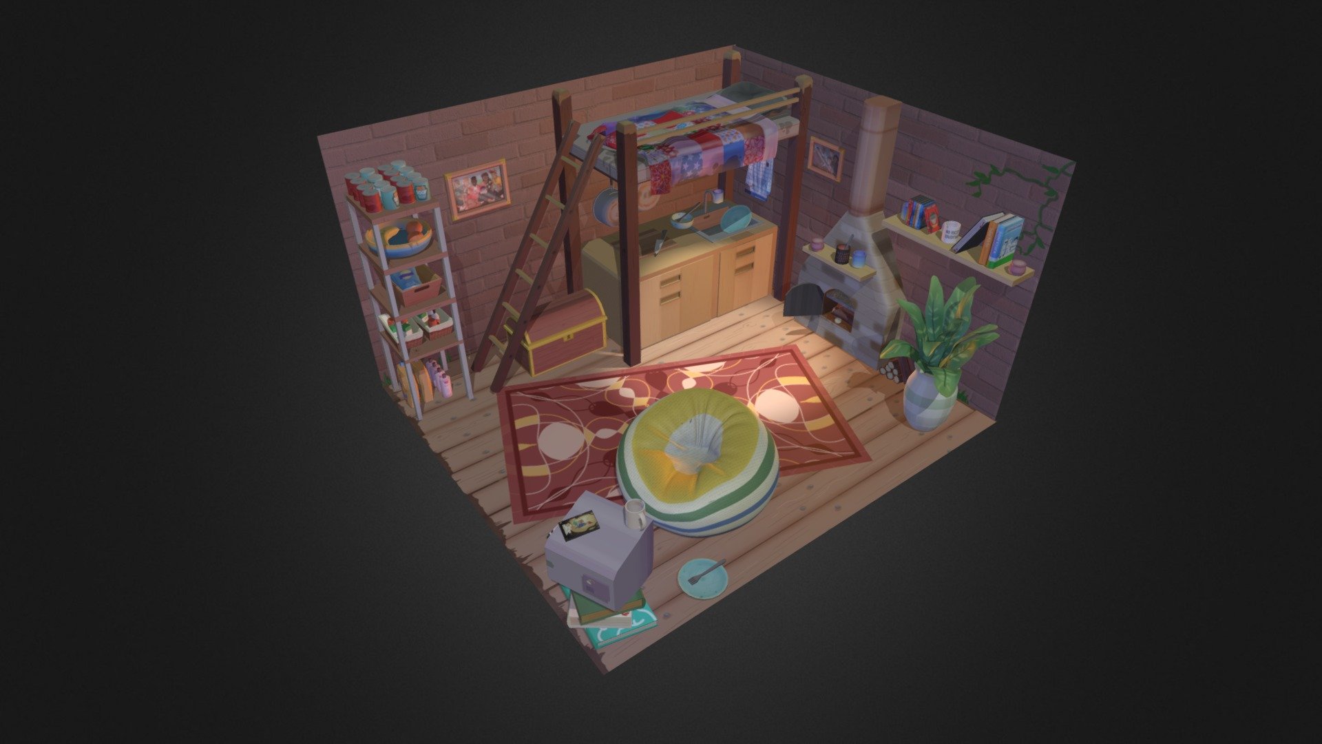 Basement room - 3D model by nerdepic [bc121ae] - Sketchfab
