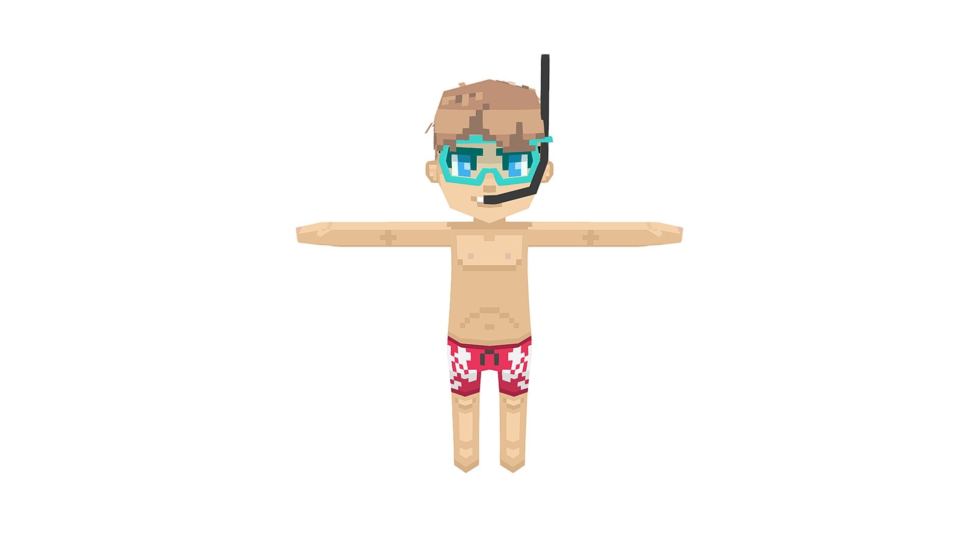 Pixel-art Scuba Diver - 3D model by Daniel Darko (@danieldarko ...