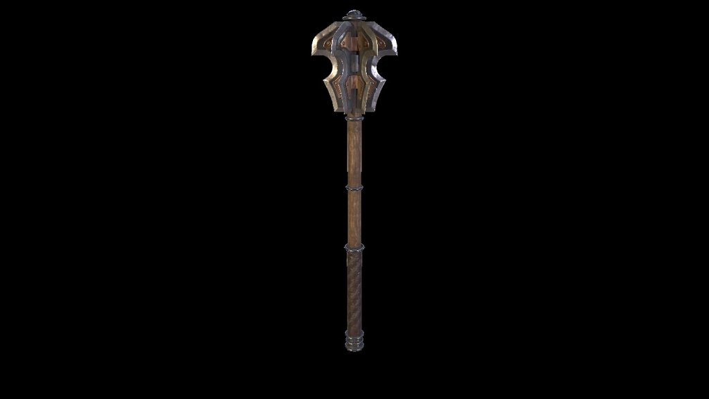 Flanged Curved Mace - 3D model by bonus3d [bc3c914] - Sketchfab