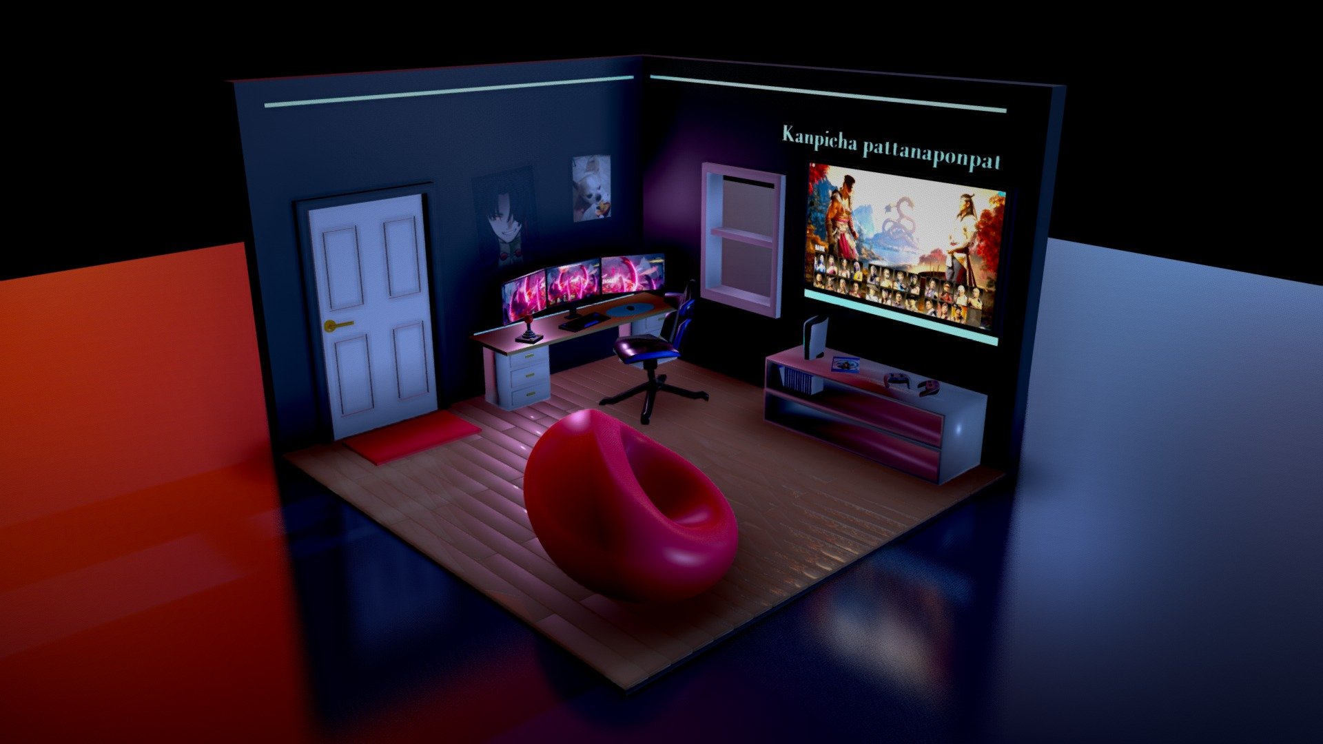Gaming room - 3D model by Aene_kung [bc405ae] - Sketchfab