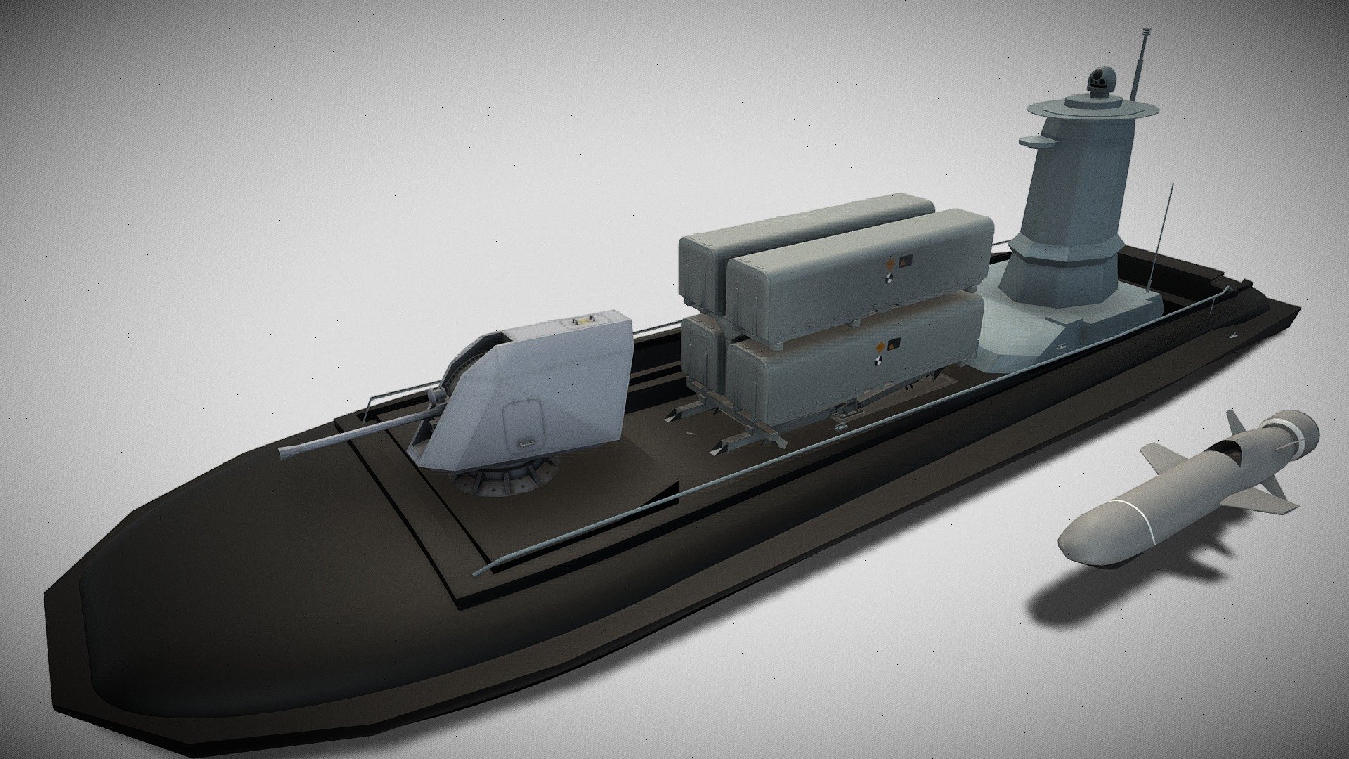 Unmmaned Sea Surface Decentralized Frigate - 3D model by ...