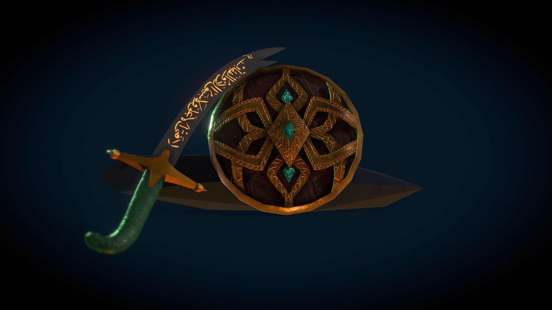 Islamic Zulfiqar Scissor Sword and Shield - Download Free 3D model by ...