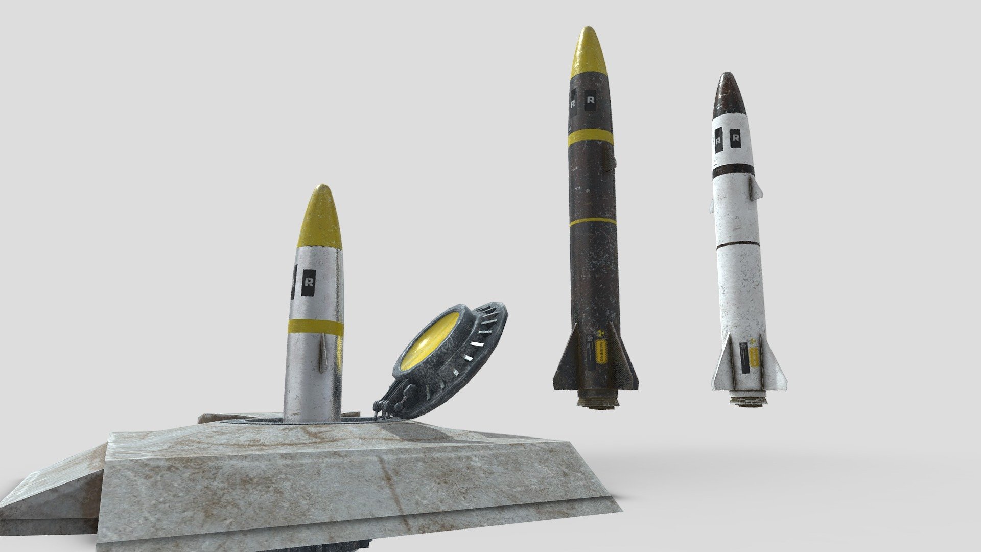 Missile with 2k pbr textures 3 variation - Buy Royalty Free 3D model by ...
