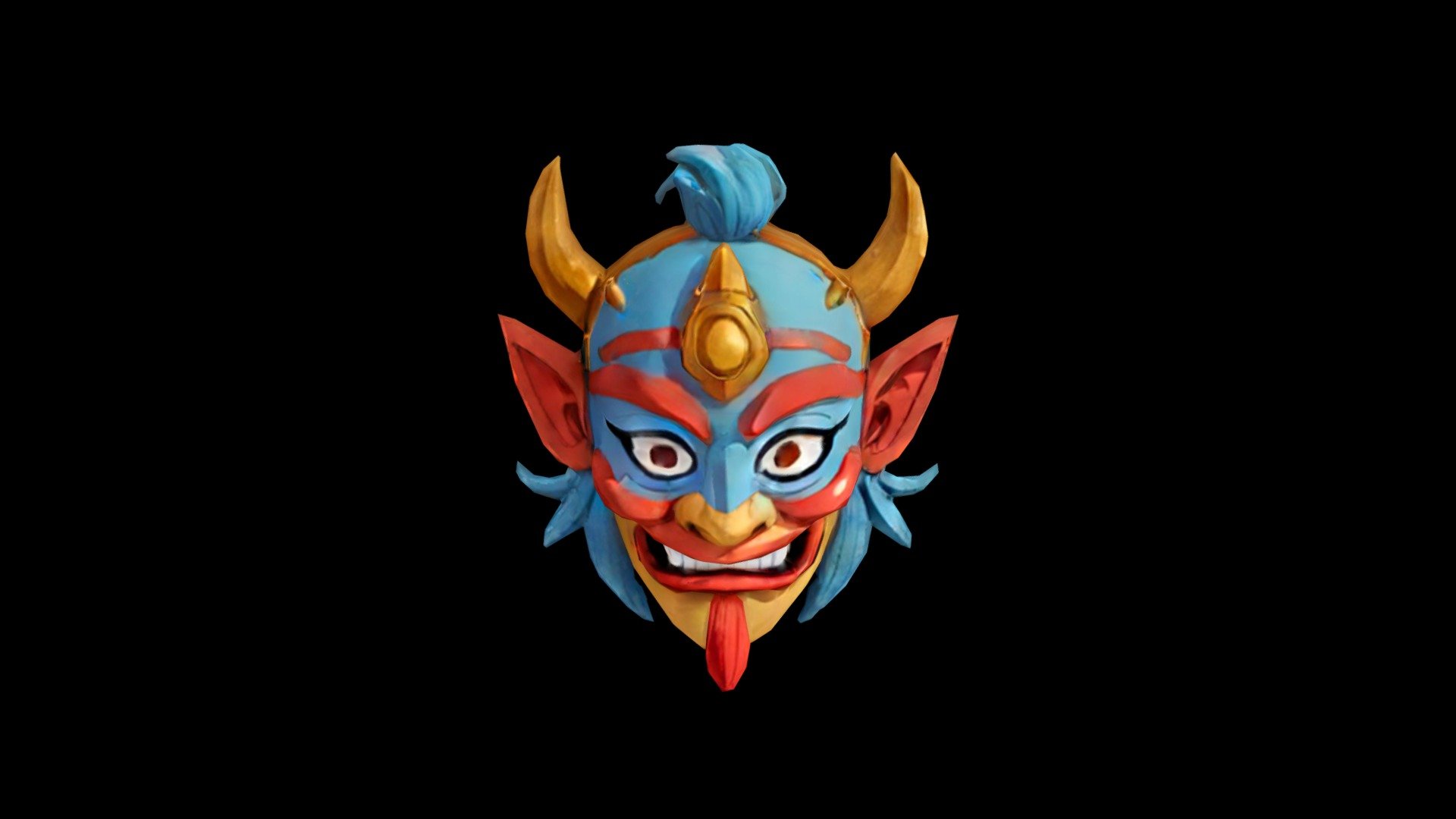 A colorful mask with red, blue, yellow, and brow - Download Free 3D ...