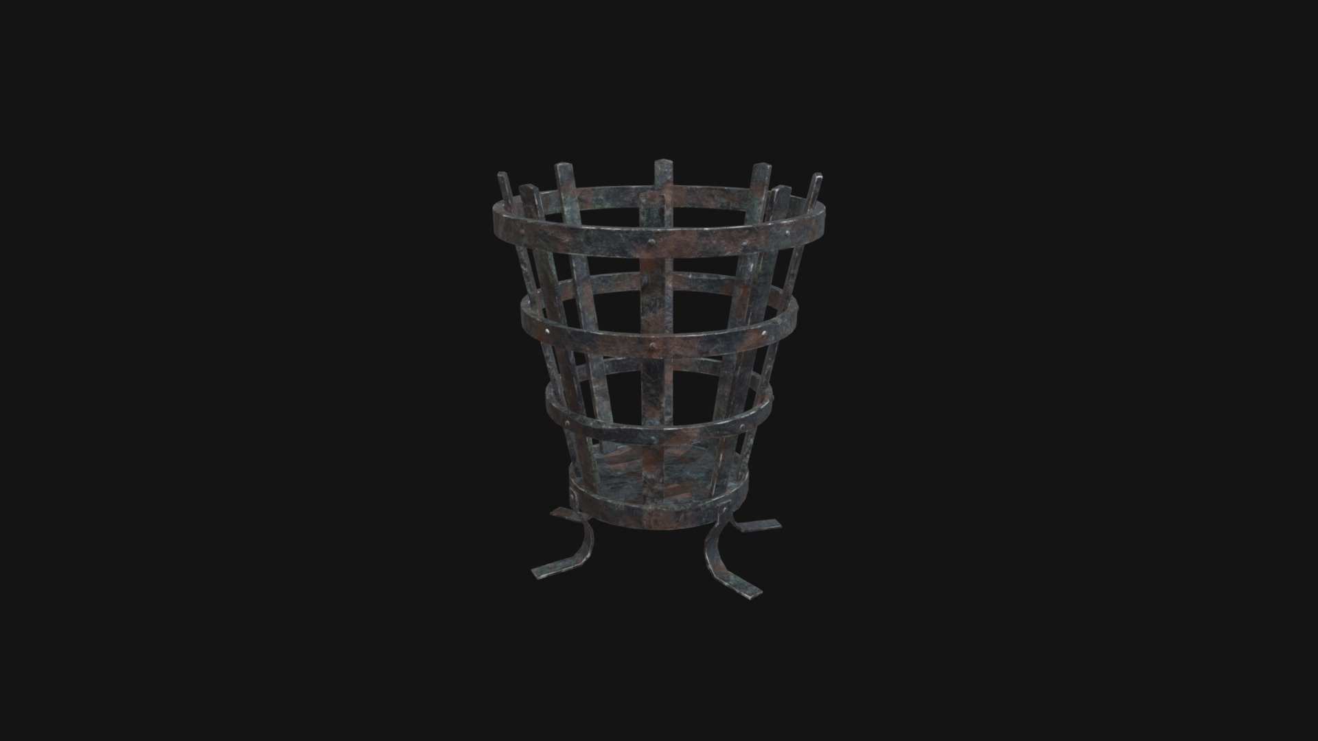 Old Metal Medieval Rounded Tiered Fire Pit - Buy Royalty Free 3D model ...