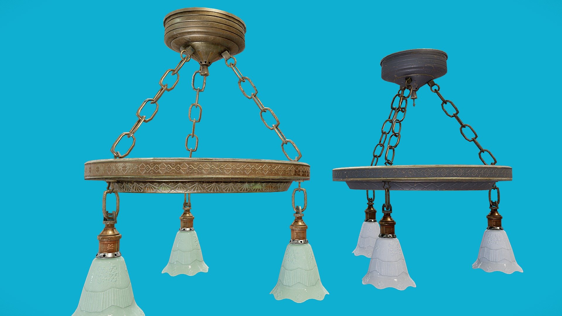 Early 1900s Electric Ring Chandeliers Type A - Download Free 3D model ...
