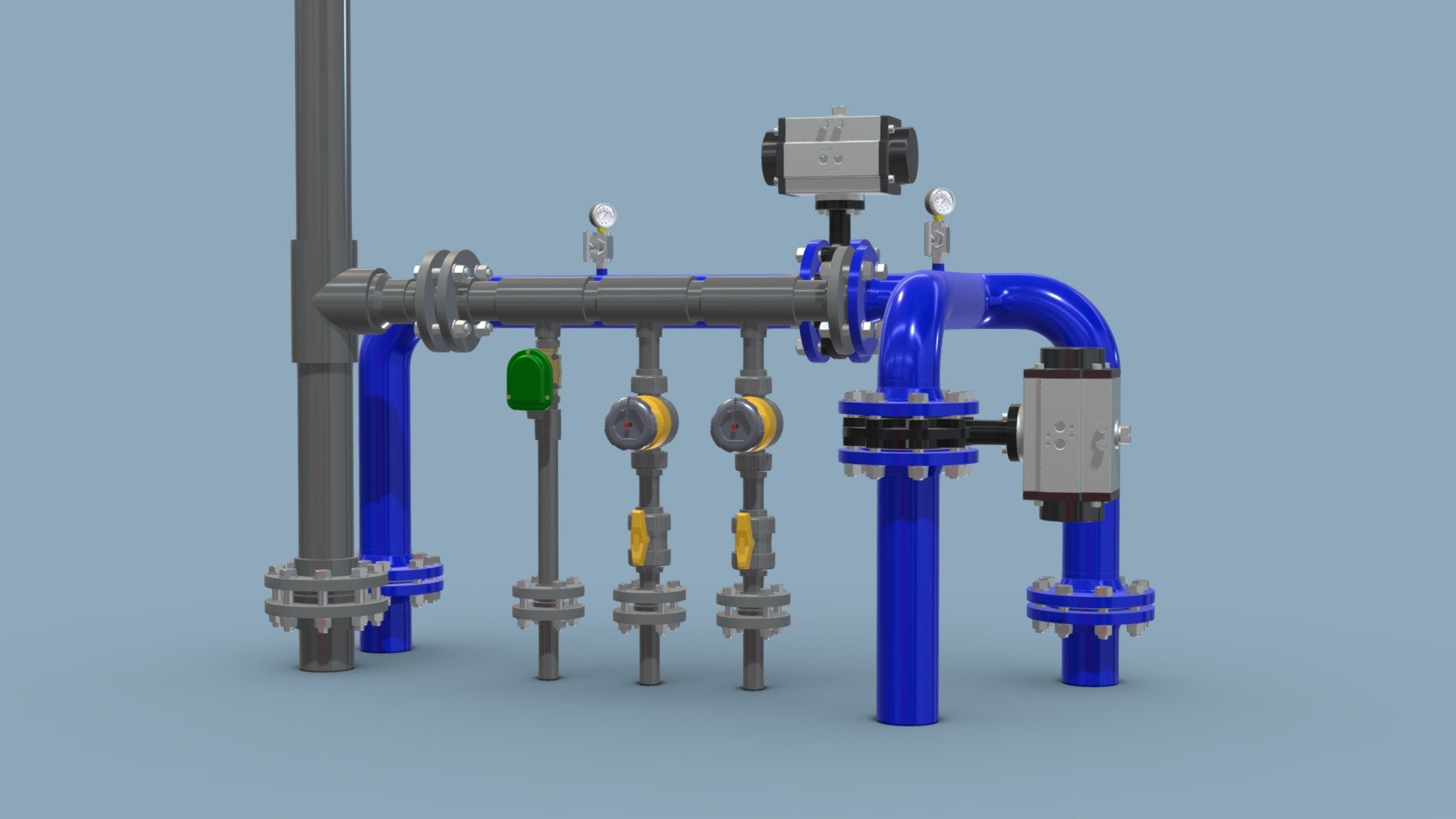 Piping part of a process system - 3D CAD model - 3D model by 3D CAD ...