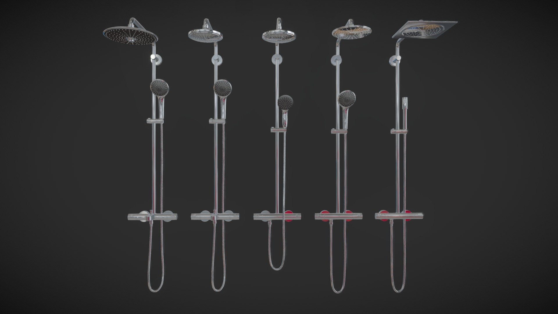 Shower systems GROHE Vitalio set 48 - Buy Royalty Free 3D model by ...