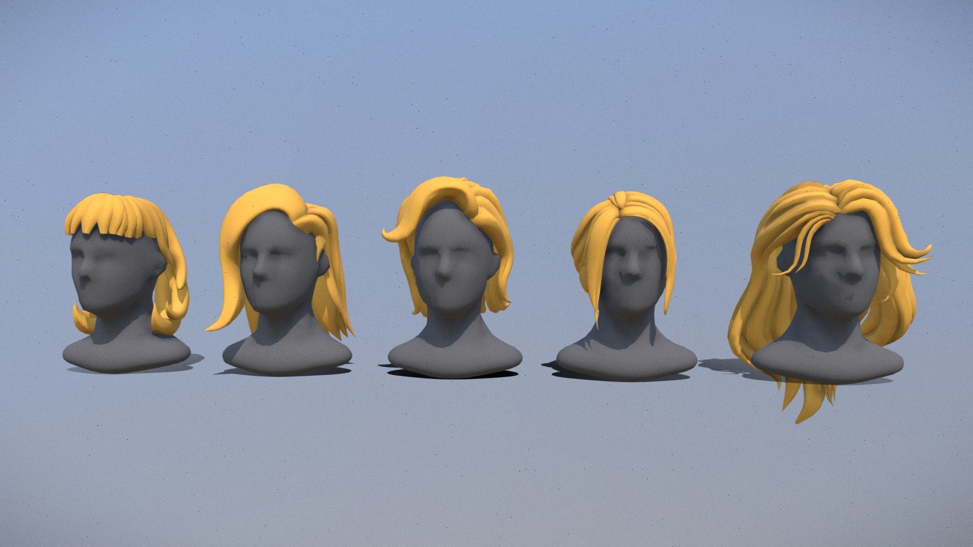 Stylized Girls Hairs Bundle - 3D model by Daniel GoE (@Goee) [bcdc5b2 ...