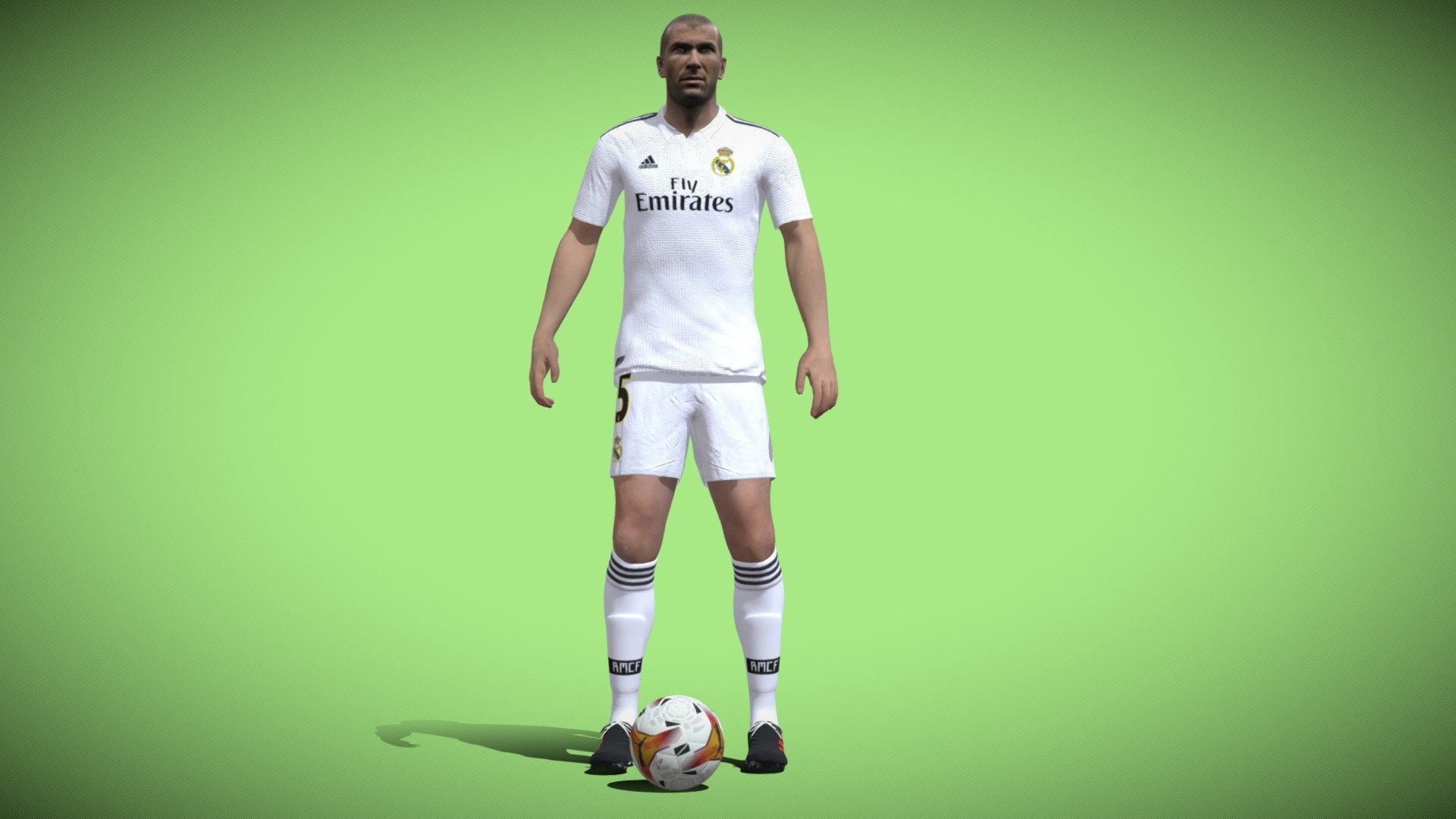 3D Rigged Zinedine Zidane Real Madrid - 3D model by 3D Footballer ...