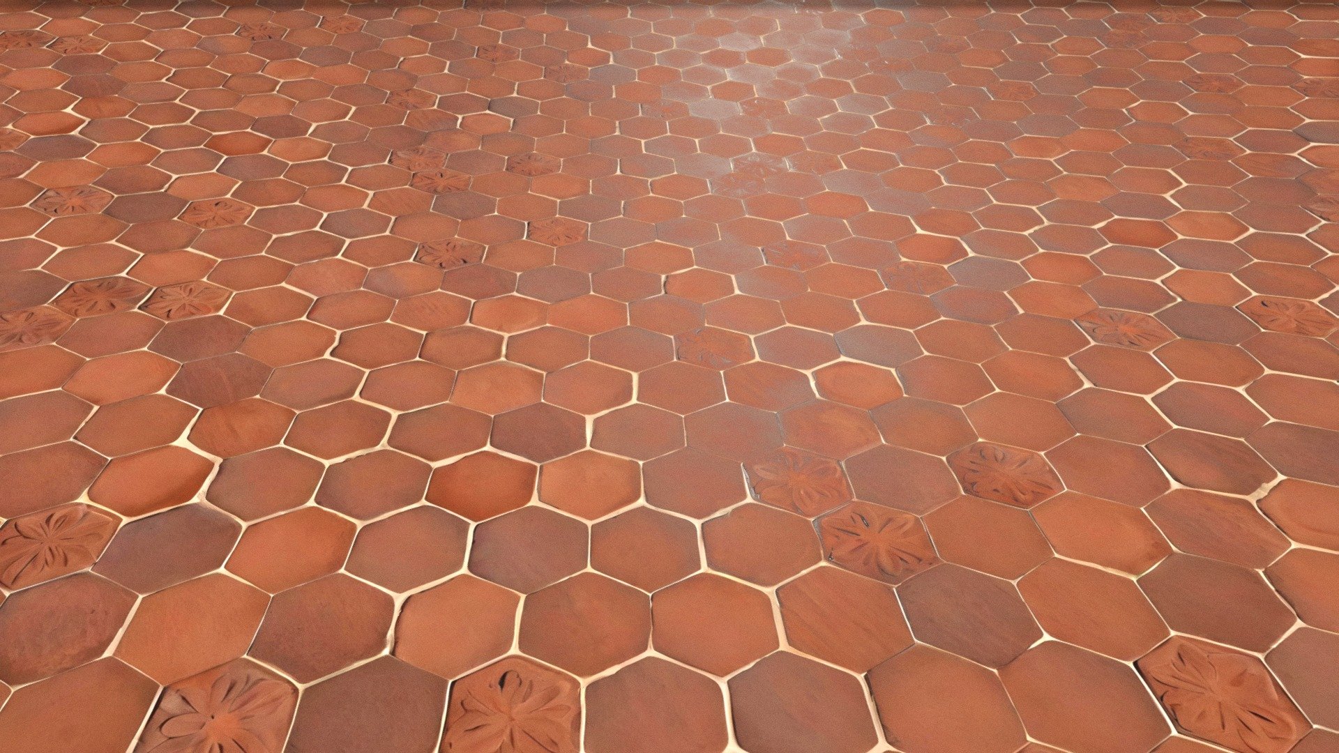 Hand-sanded hexagonal terracotta tiles - Download Free 3D model by ...