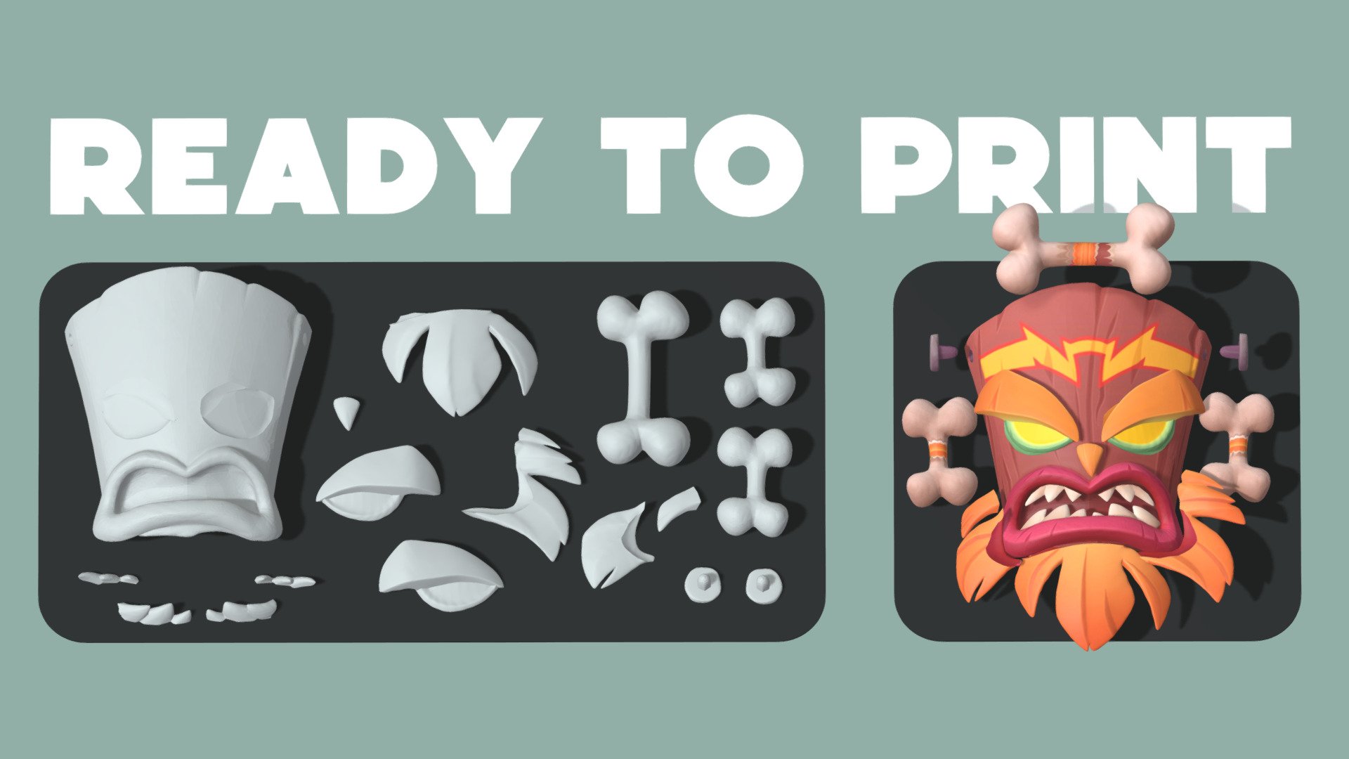 Ready to Print - Uka Uka from Crash Bandicoot - Buy Royalty Free 3D model by Paul Briot (@Paul ...