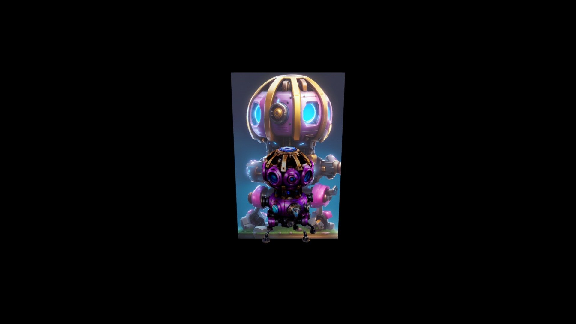 "Colorful Robot with Big Blue Eyes" A purple - Download Free 3D model ...
