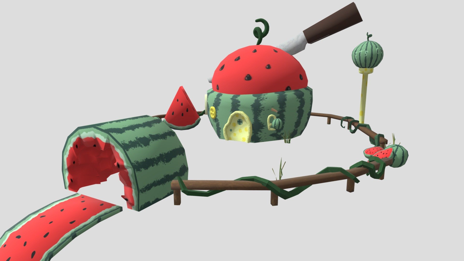 watermelon house all_join - 3D model by cusehwan [bd35517] - Sketchfab