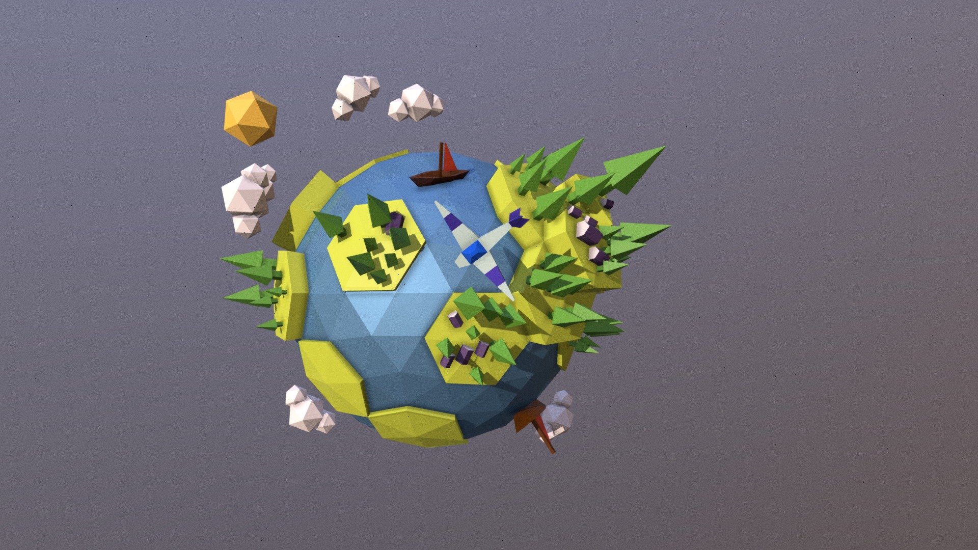 lowpoly planet - 3D model by lynn.f [bd3713a] - Sketchfab