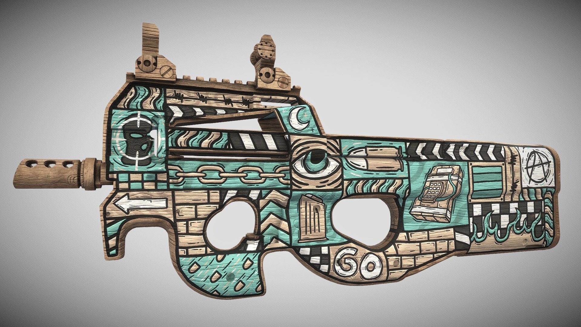 P90 | Carved Engravings - 3D model by Bjnssn (@janssen.bmm) [bd3d700 ...