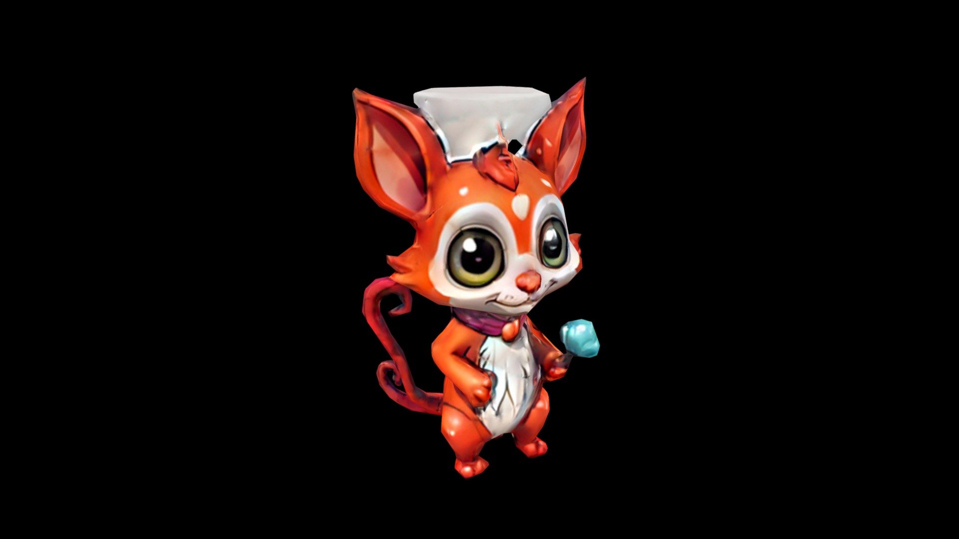 Orange-red cartoon cat with white spots and larg - Download Free 3D ...
