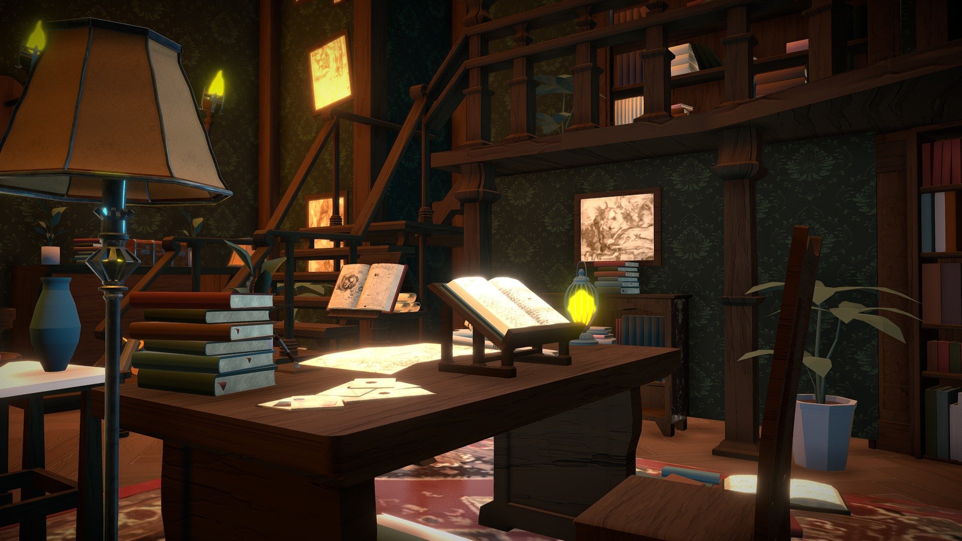 Stylized Fantasy Study Room - 3D model by Ryuikun Arts (@Ryuikun ...