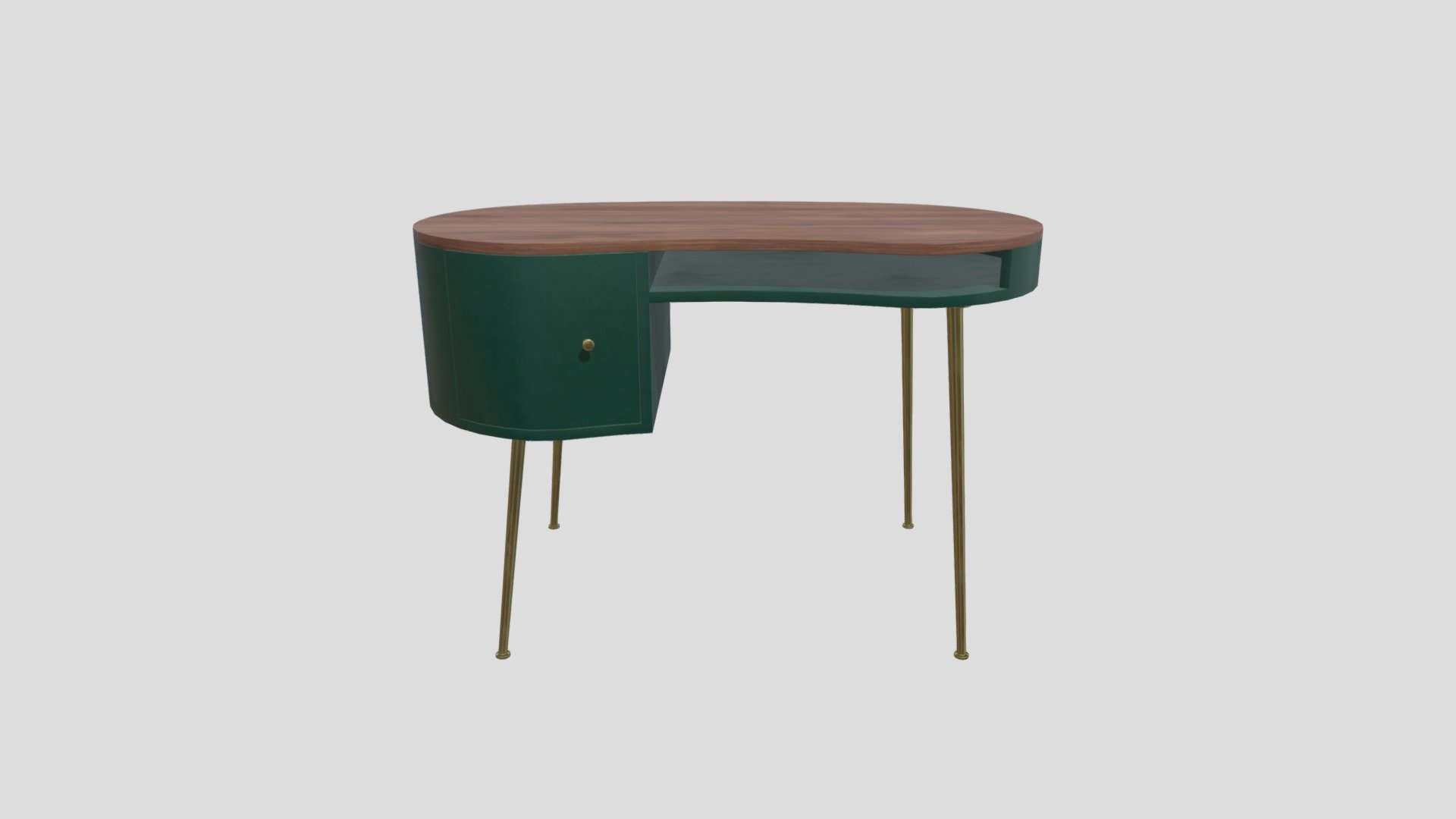 Mid Century Green Curved Office Desk - 3D model by josenoel.ablin ...